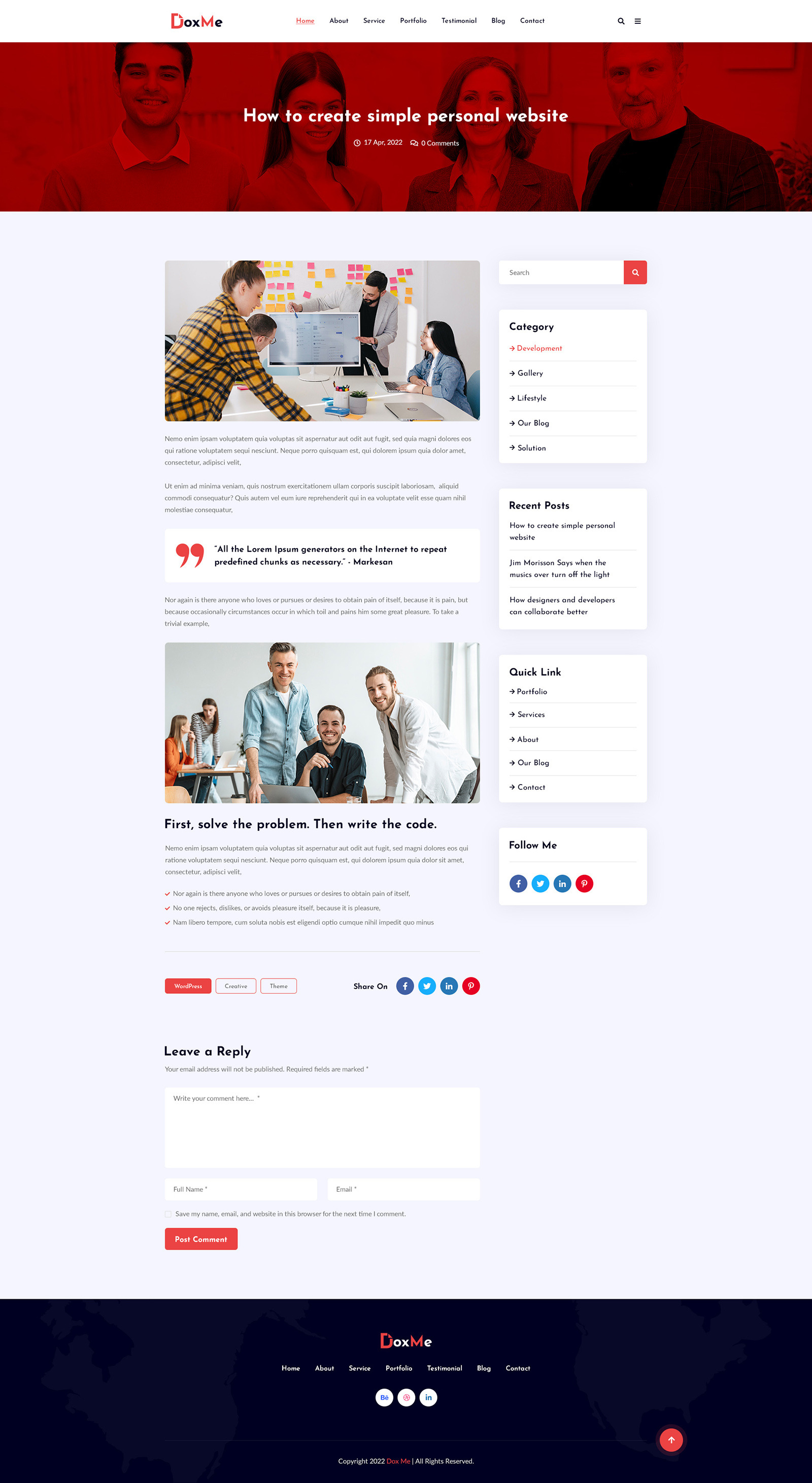 Doxme – Personal Portfolio PSD Template. - TemplateMonster