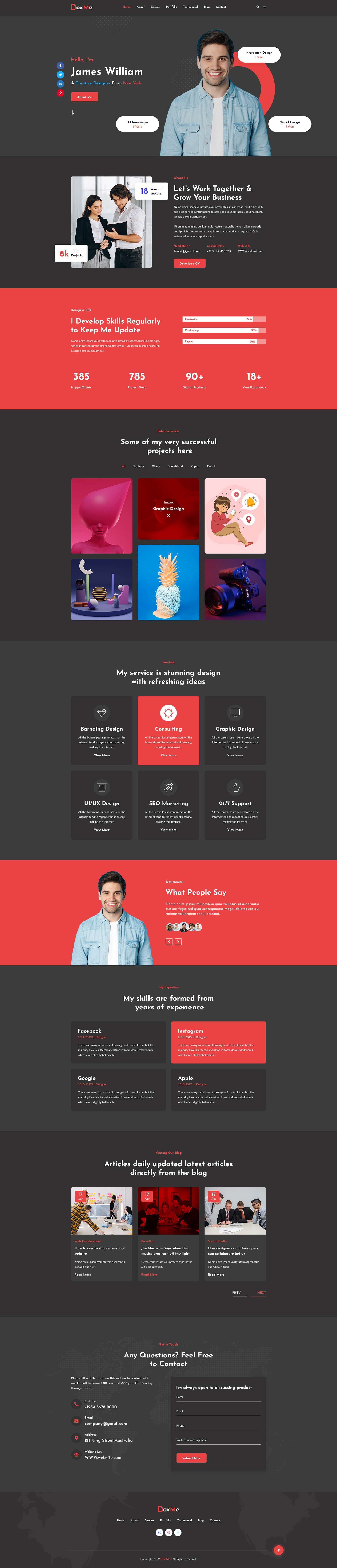 Doxme – Personal Portfolio PSD Template. - TemplateMonster