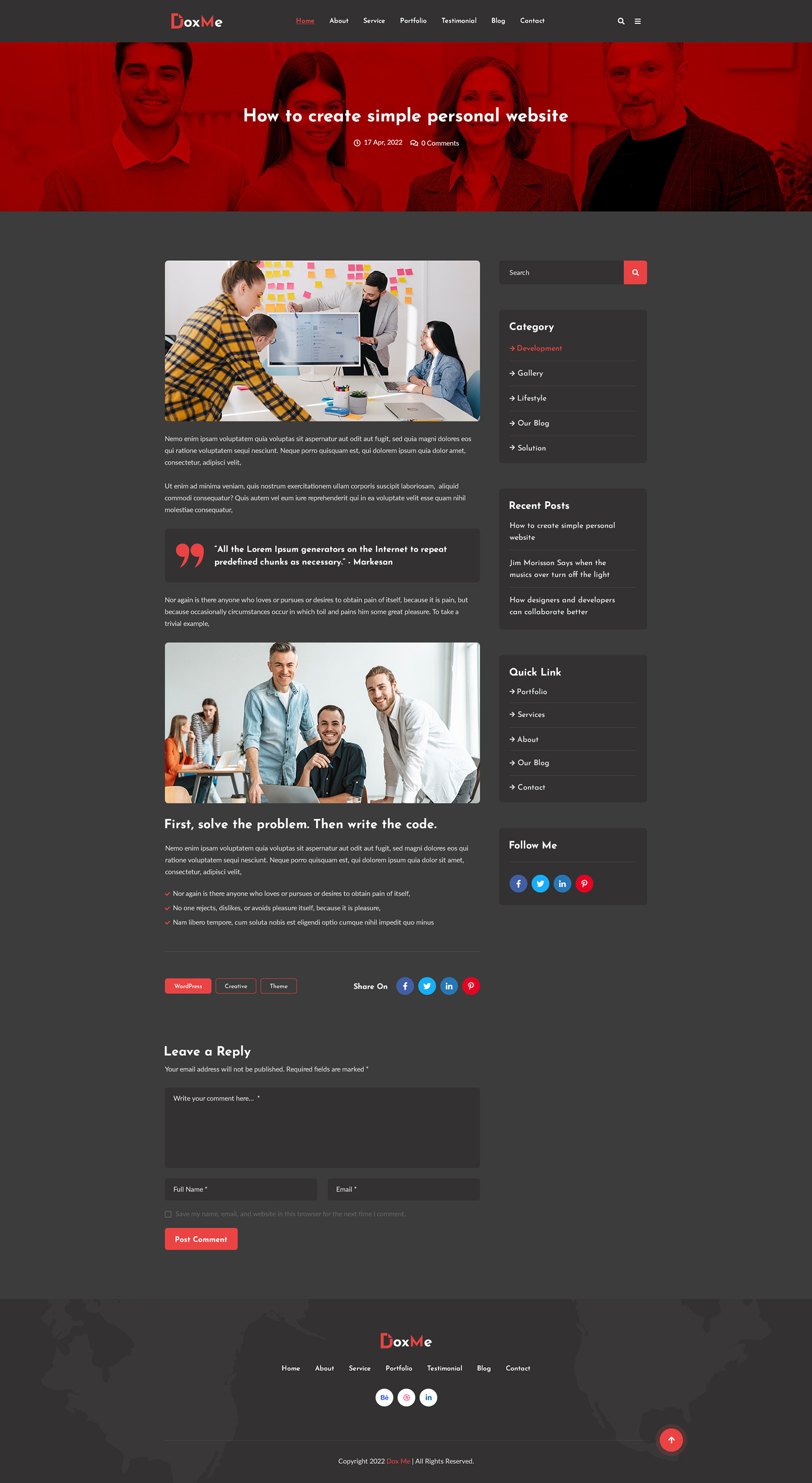 Doxme – Personal Portfolio PSD Template. - TemplateMonster