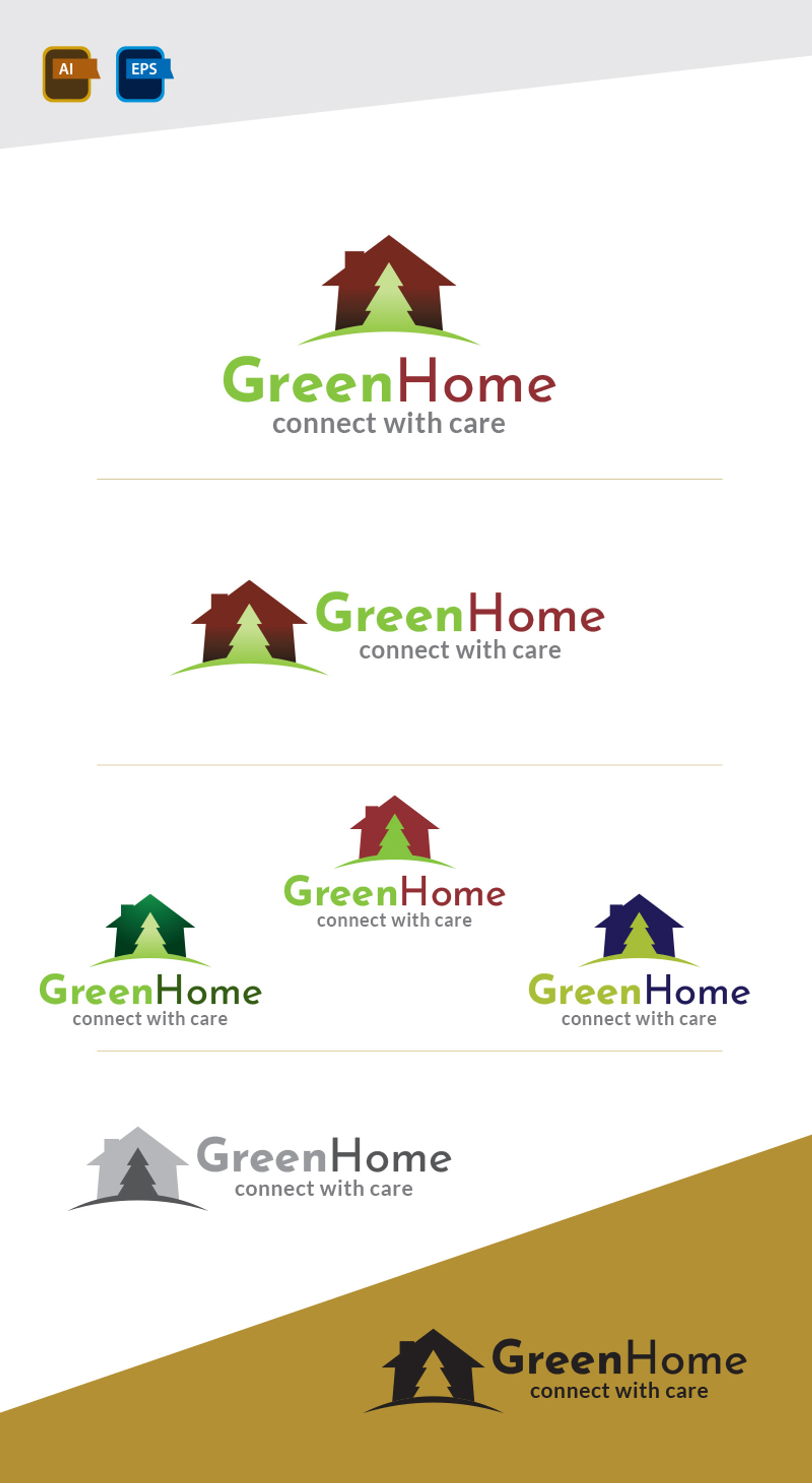 Green Home View Logo Design Template - TemplateMonster