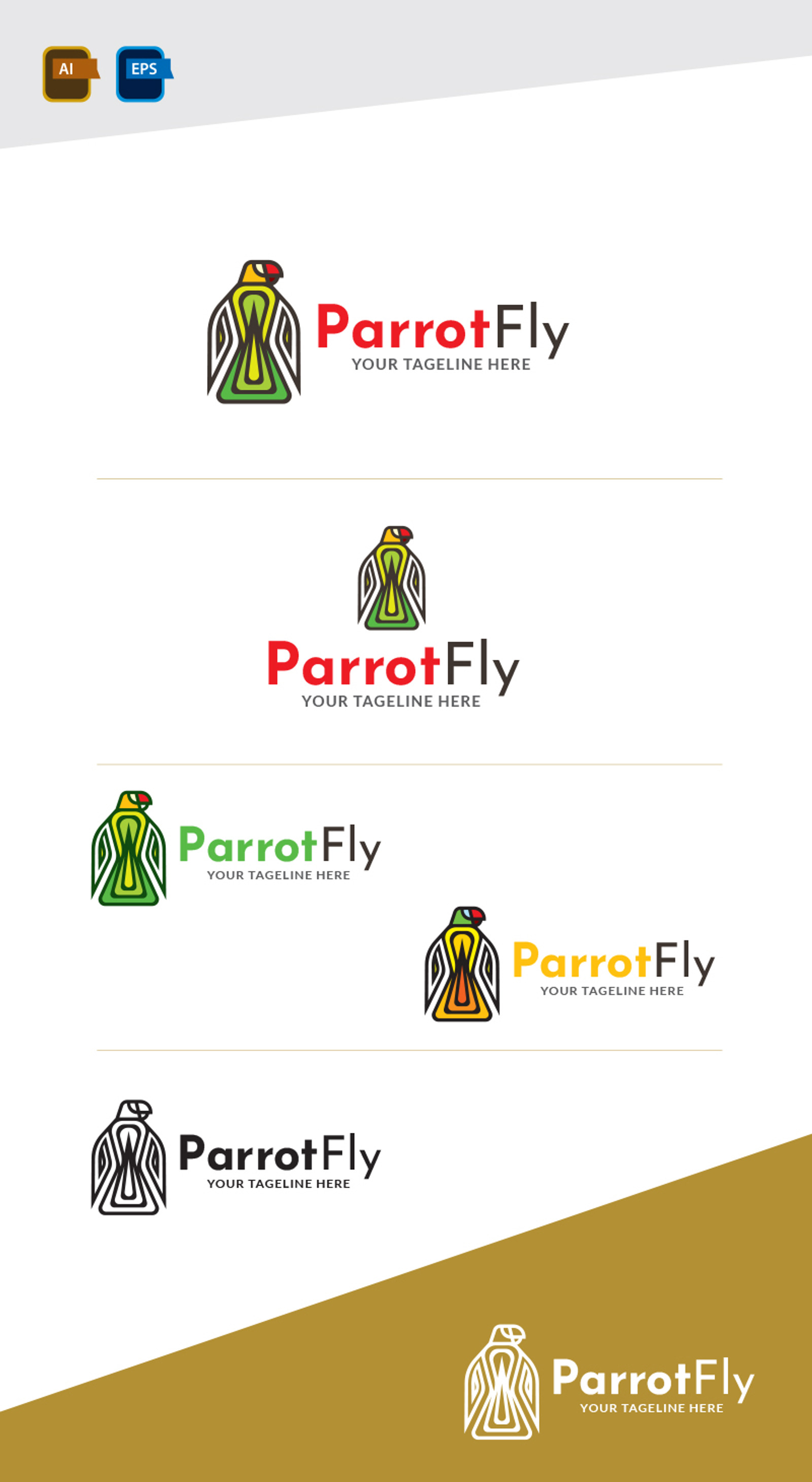 Flying Parrot Logo Design Template #210801 - TemplateMonster
