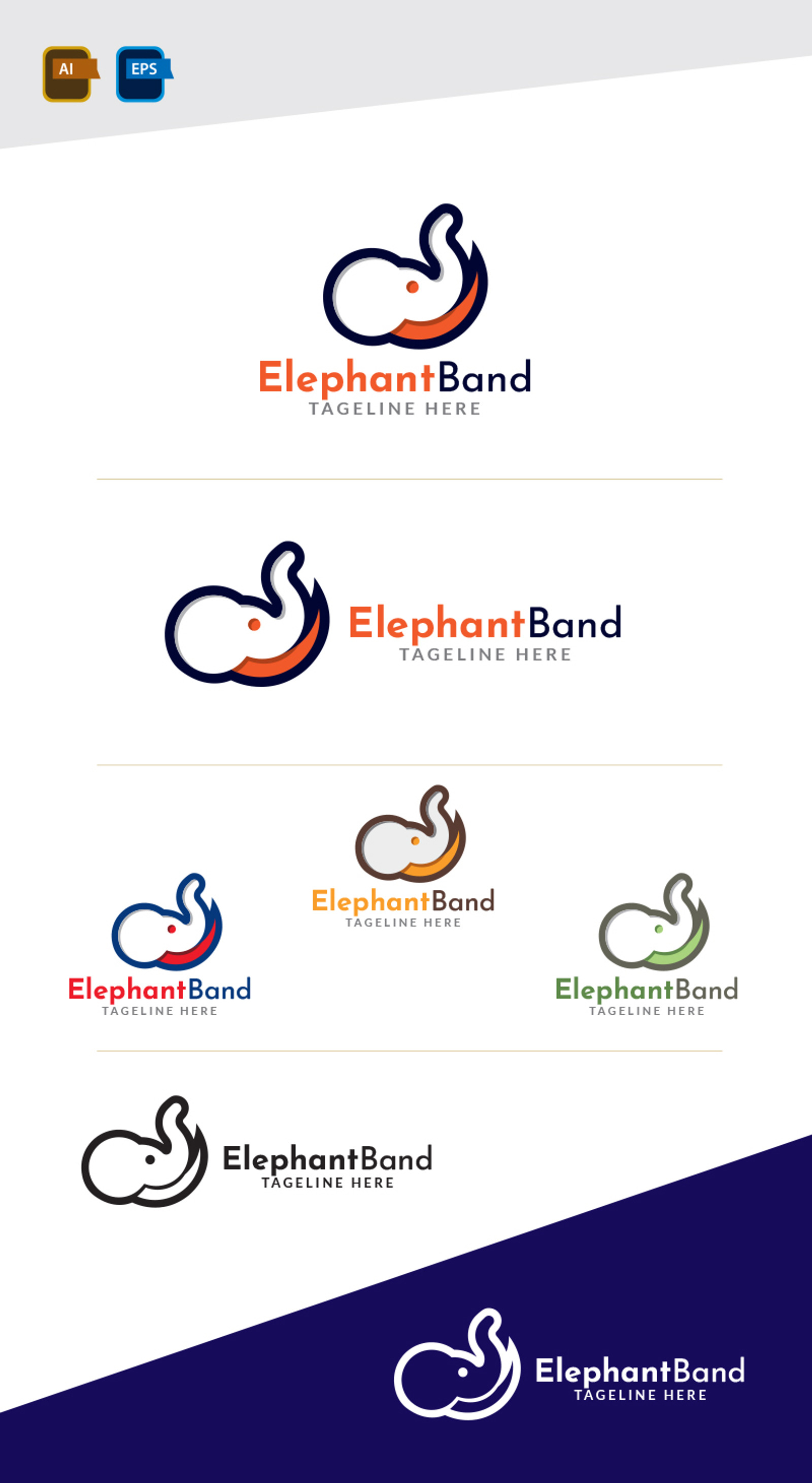 Elephant Band Logo Design Template #219900 - TemplateMonster