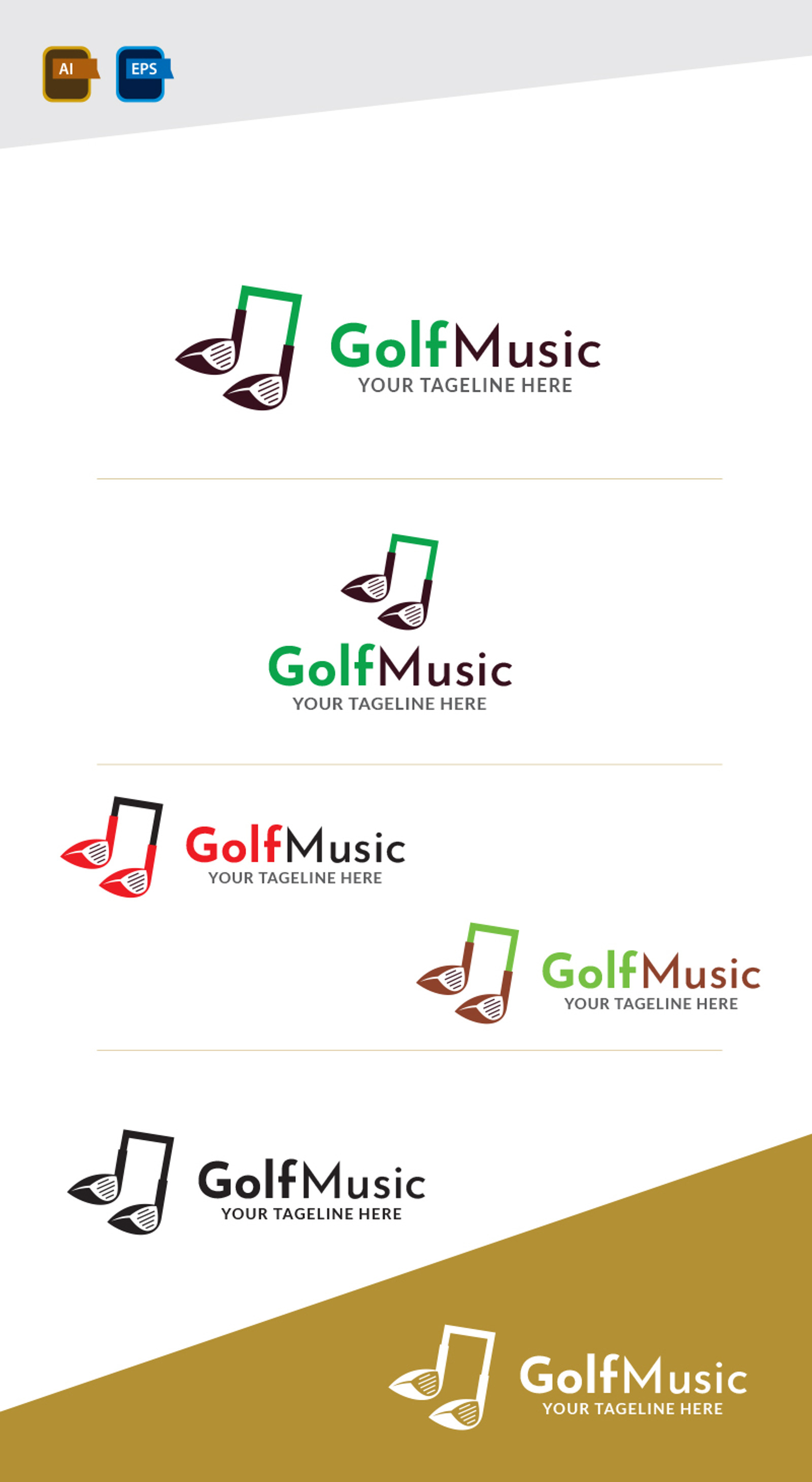 Golf Music Logo Design Template #210799 - TemplateMonster