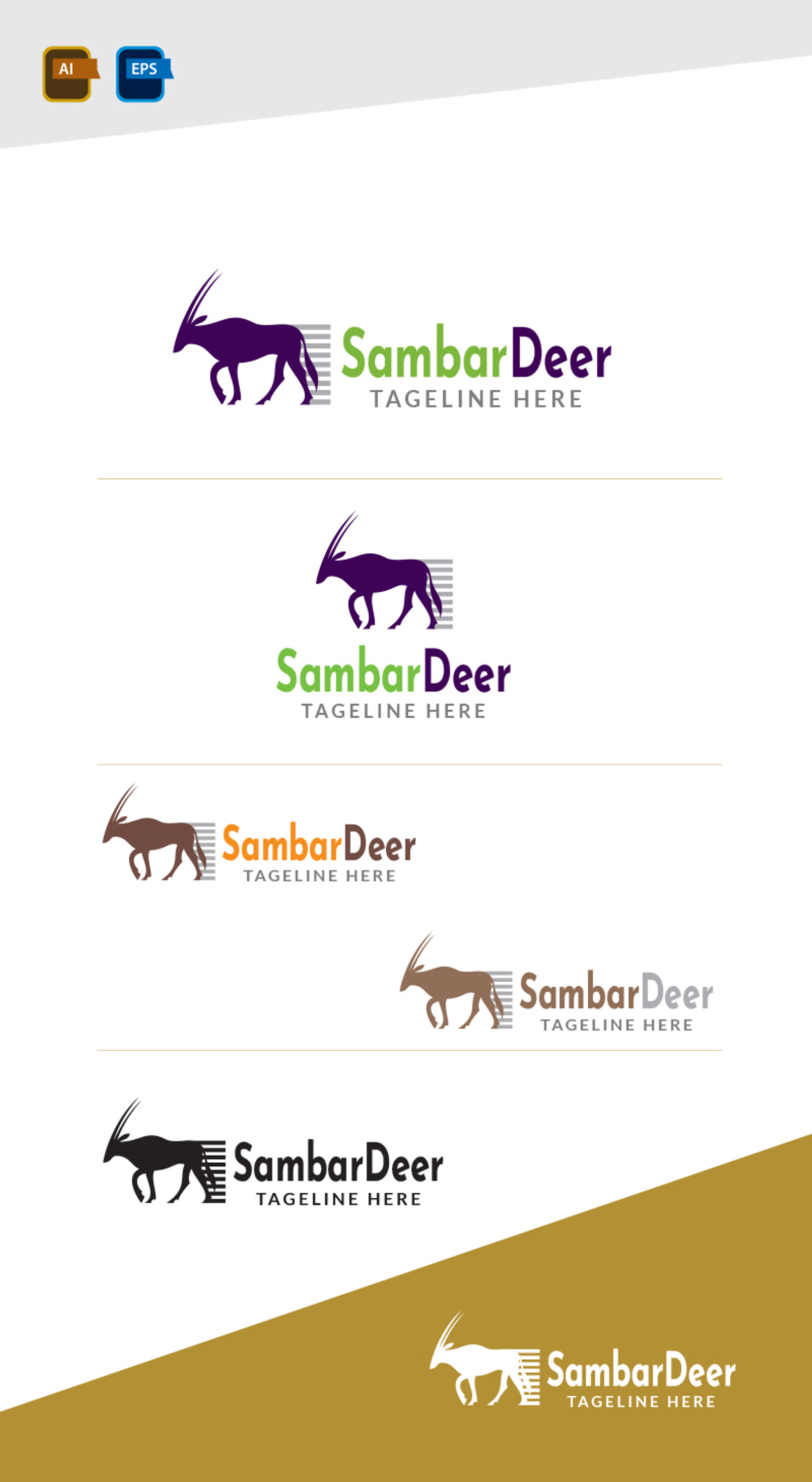 Sambar Deer Logo Design Template #217549 - TemplateMonster