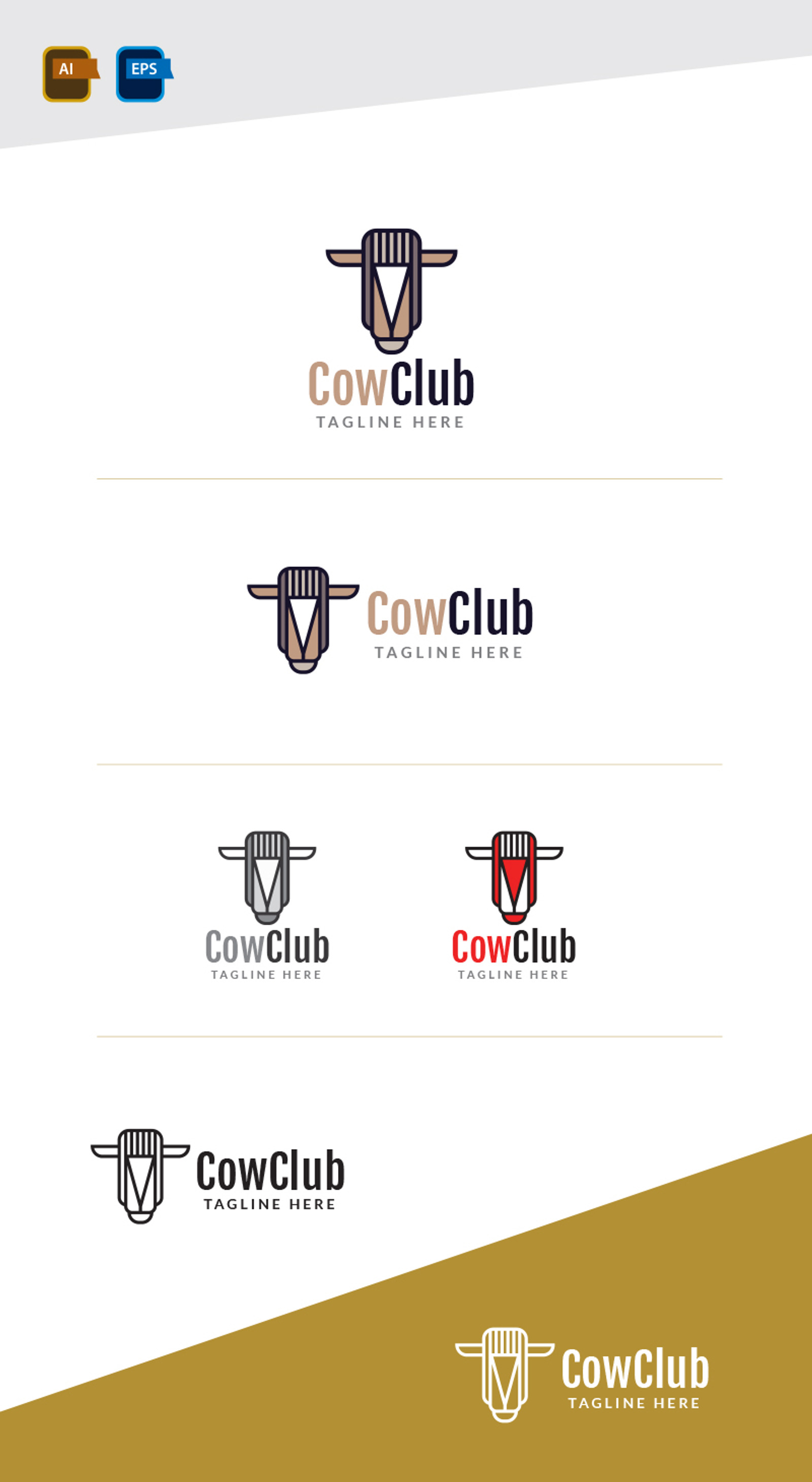 Cow Club Logo Design Template #191636 - TemplateMonster