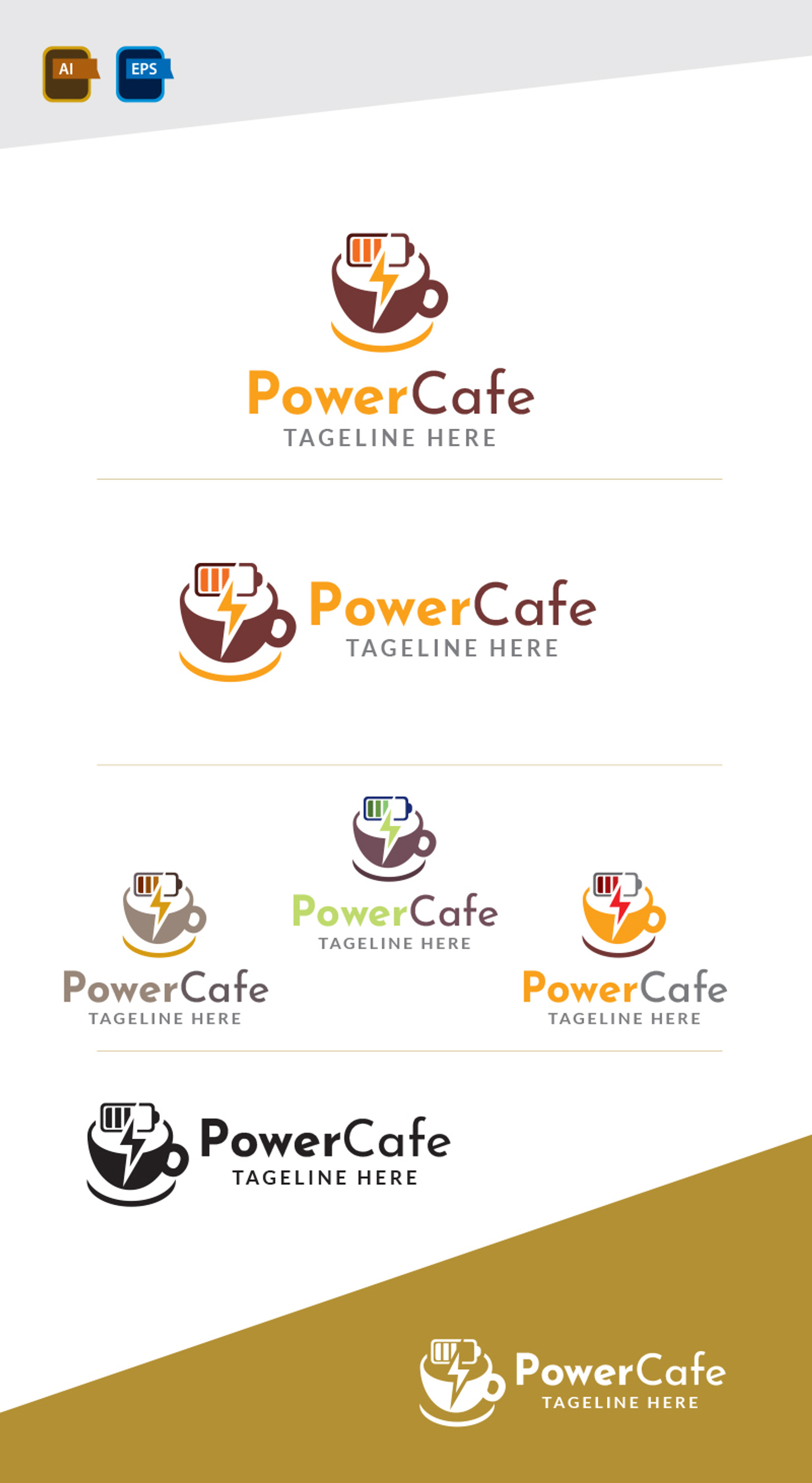 Power Cafe Logo Design Template #217541 - TemplateMonster