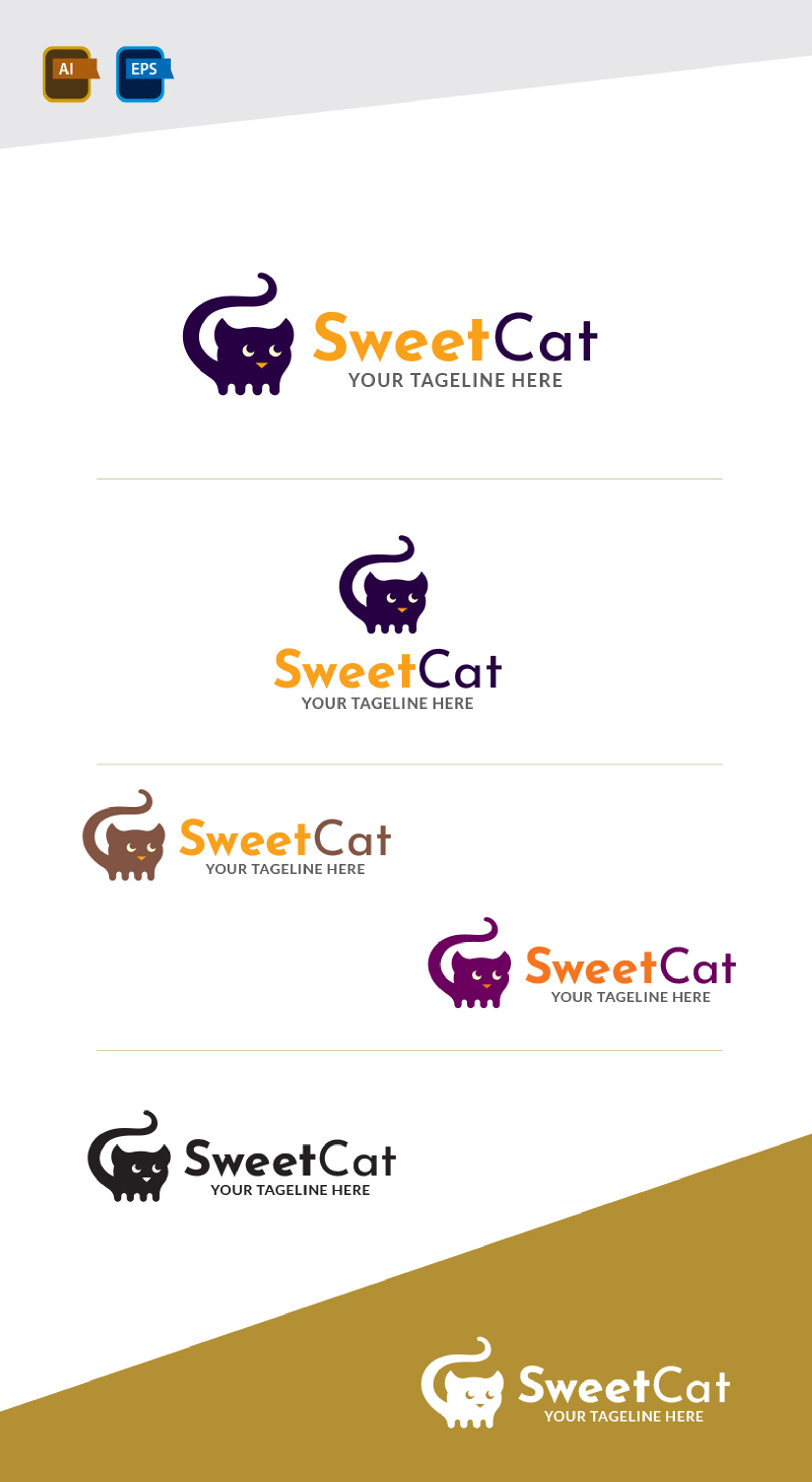 Sweet Cat Logo Design Template #210796 - TemplateMonster