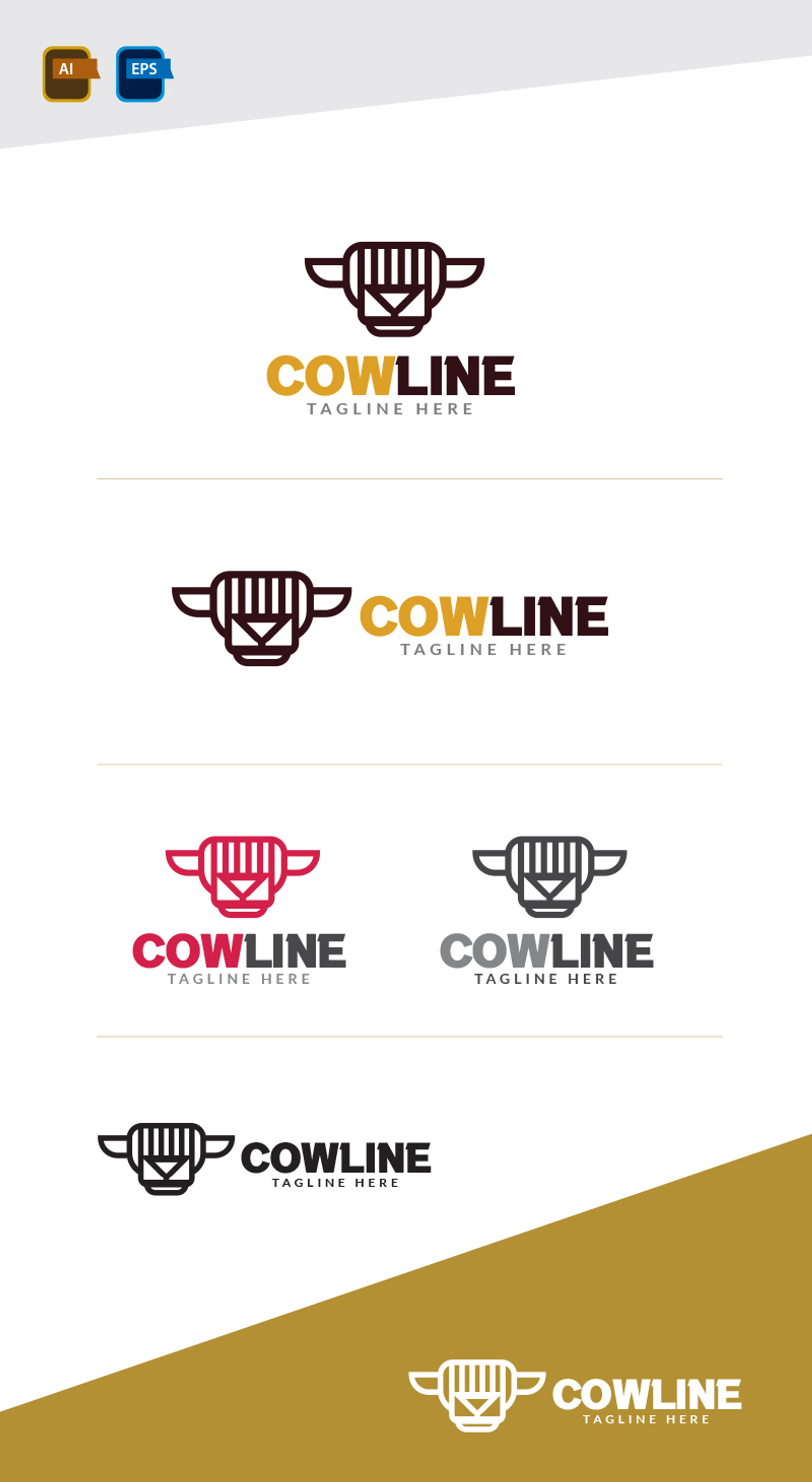 Cow Line Logo Design Template #191620 - TemplateMonster