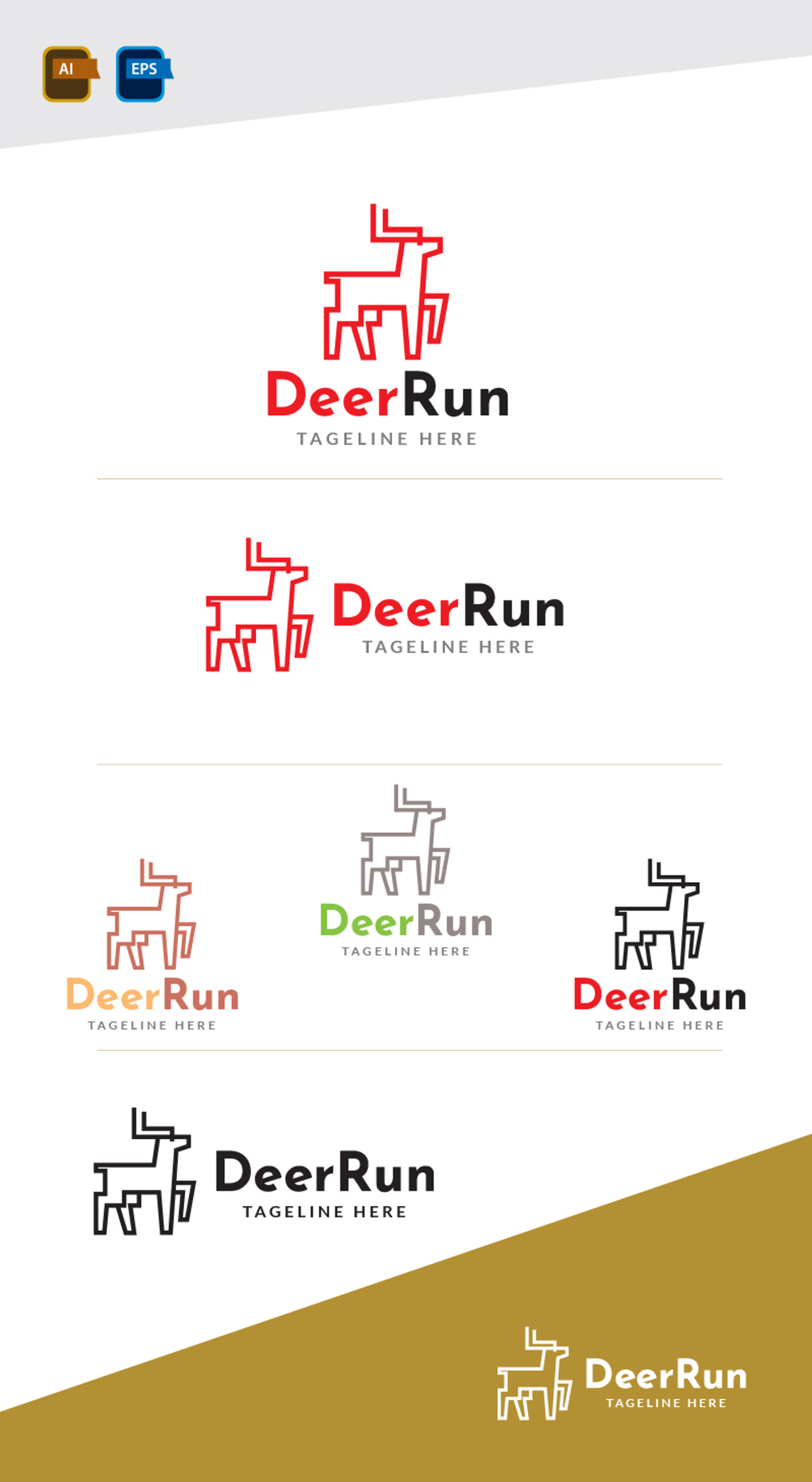 Deer Run Logo Design Template #219036 - TemplateMonster