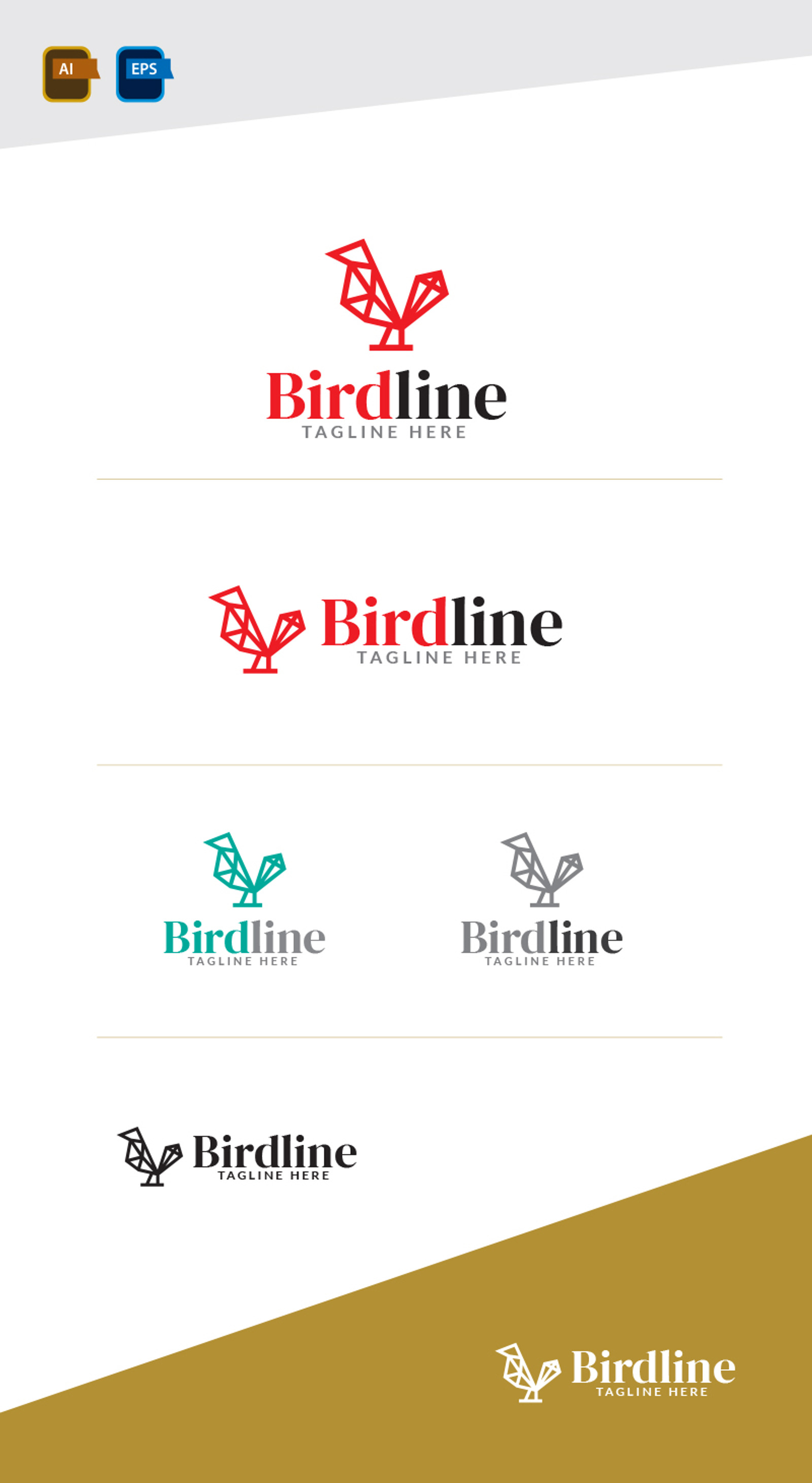 Little Bird Line Logo Design Template - TemplateMonster