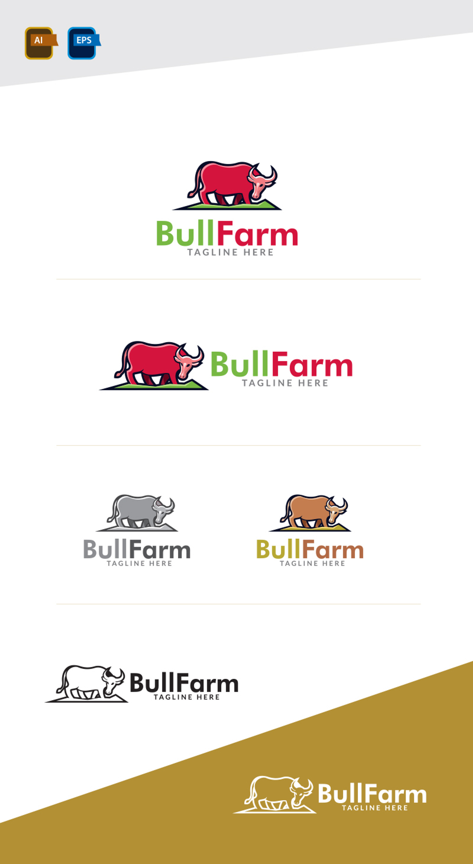 Bull Farm Logo Design Template #191665 - TemplateMonster