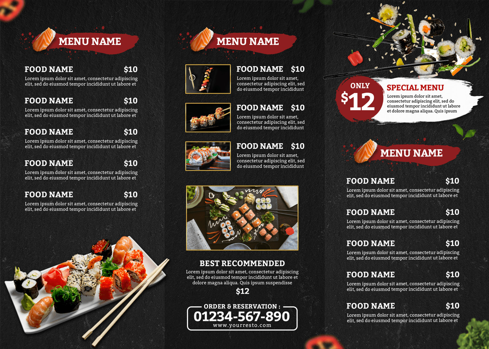 Restaurent Trifold Menu : Food Menu Brochure Design
