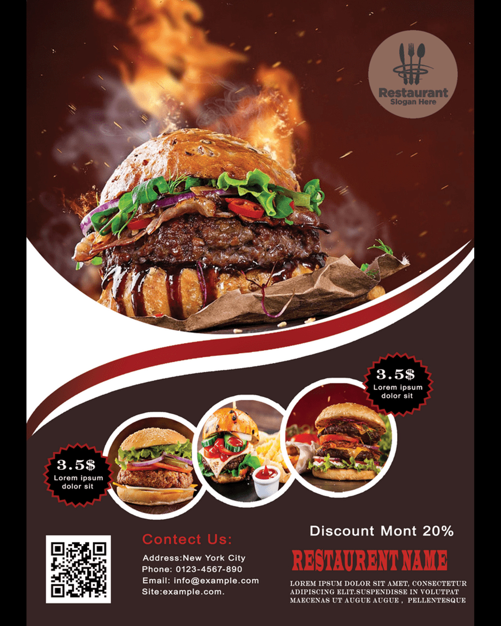 Burger shop : Fast Food Burger flyer - TemplateMonster