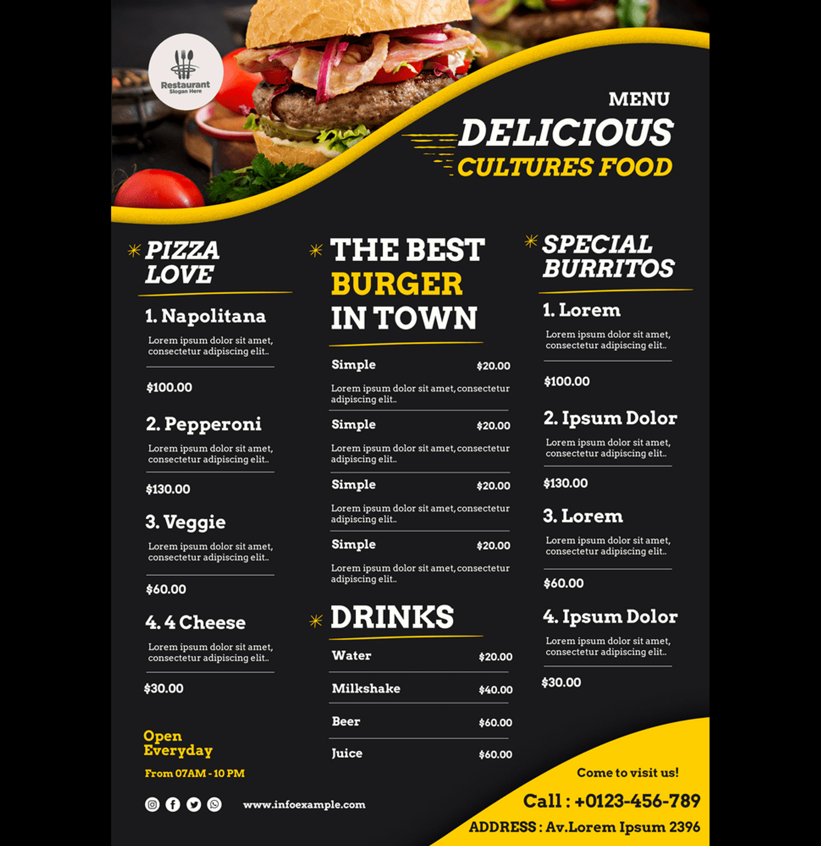 Fast Food exclusive Menu Card #226765 - TemplateMonster