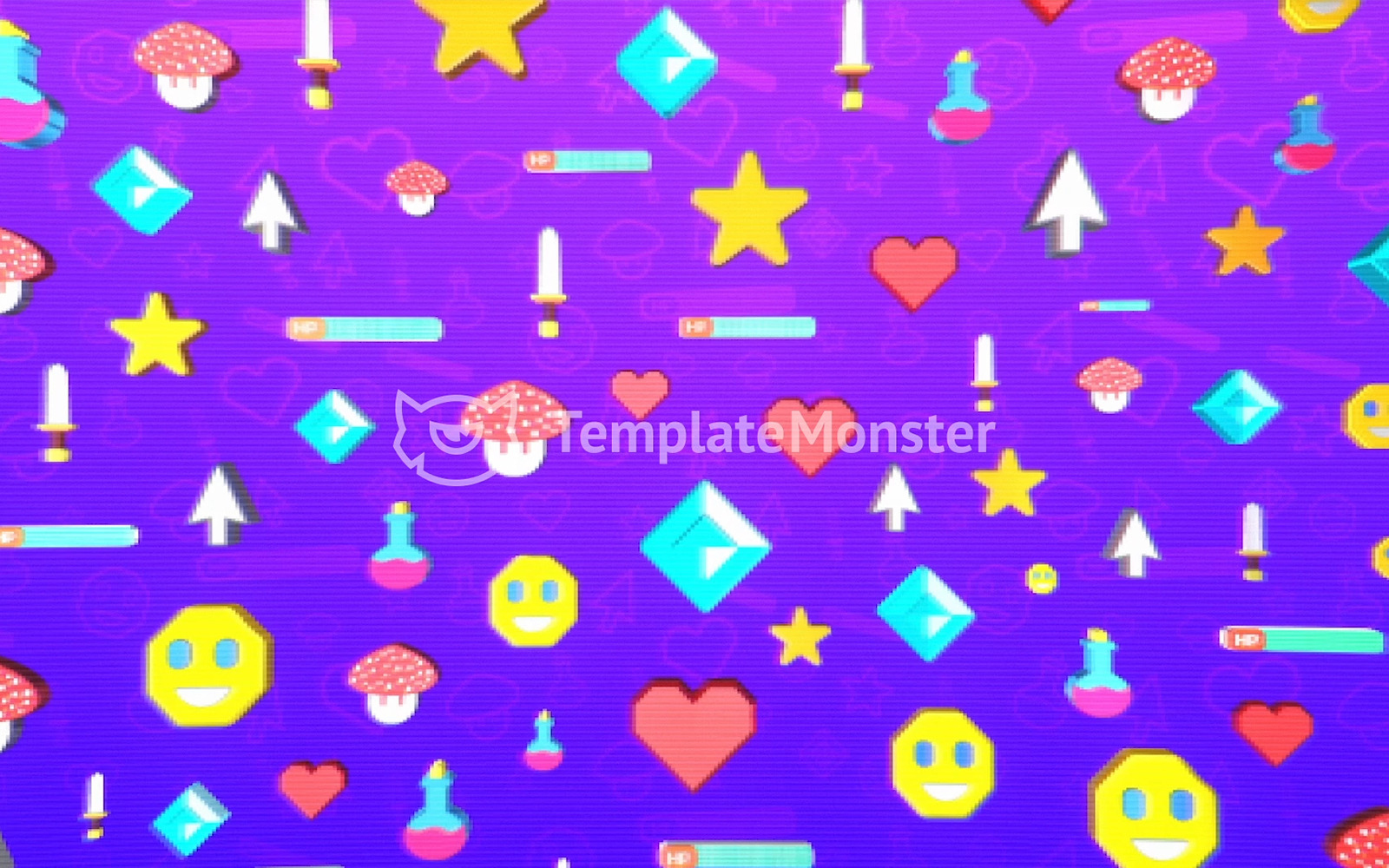8-Bit Icons On Retro TV Screen Loop #271357 - TemplateMonster