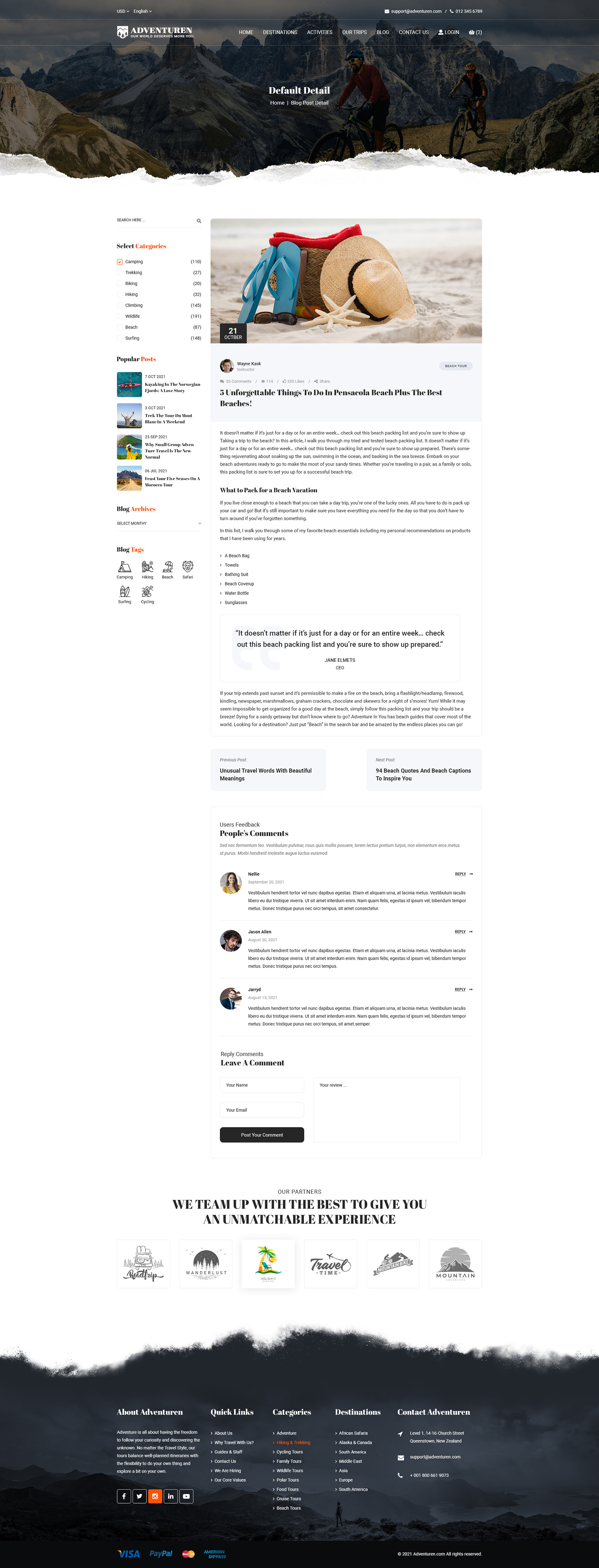 Adventuren - Adventure, Travel & Nature Tours PSD Template