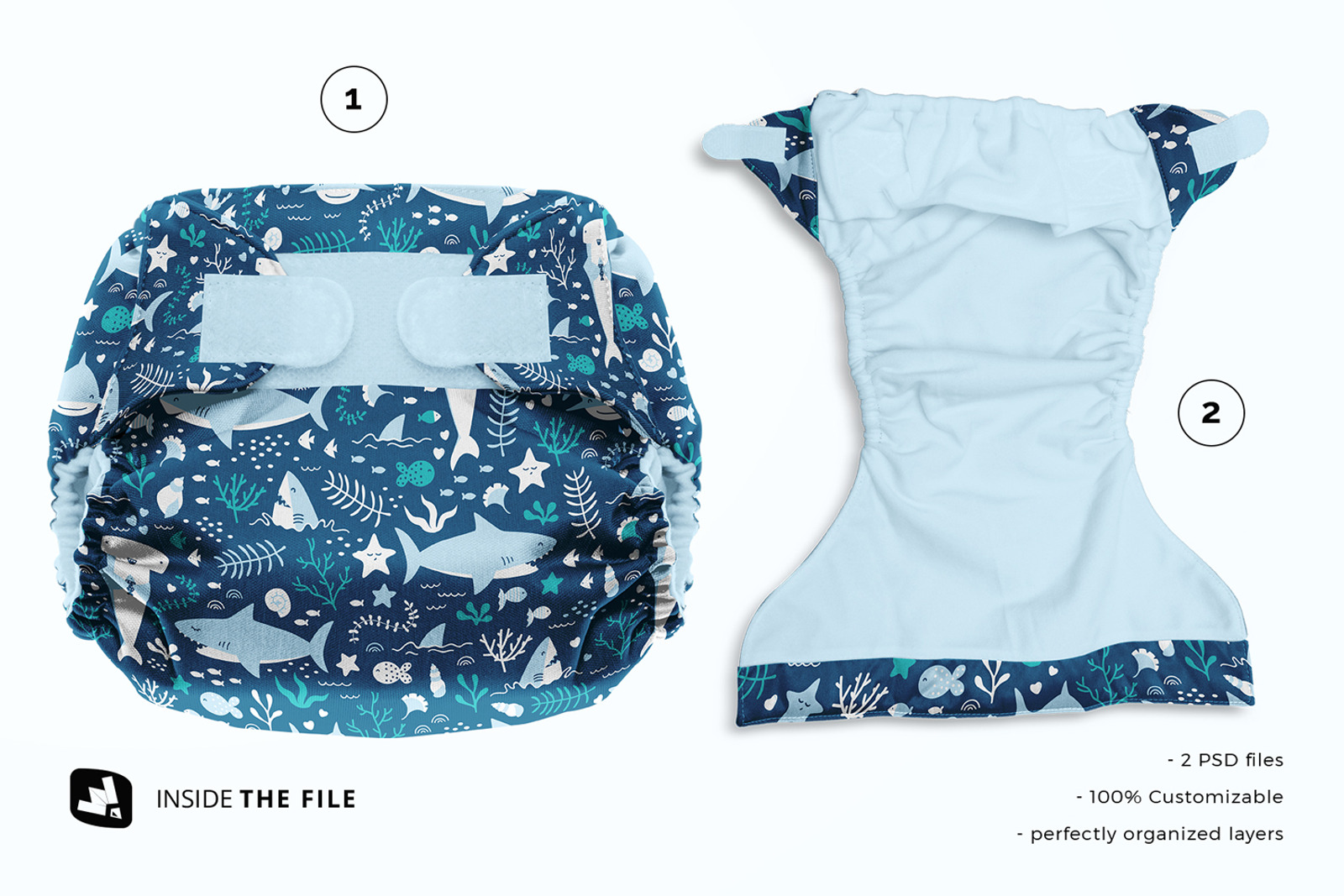 Reusable Velcro Cloth Diaper Mockup #265554 - TemplateMonster