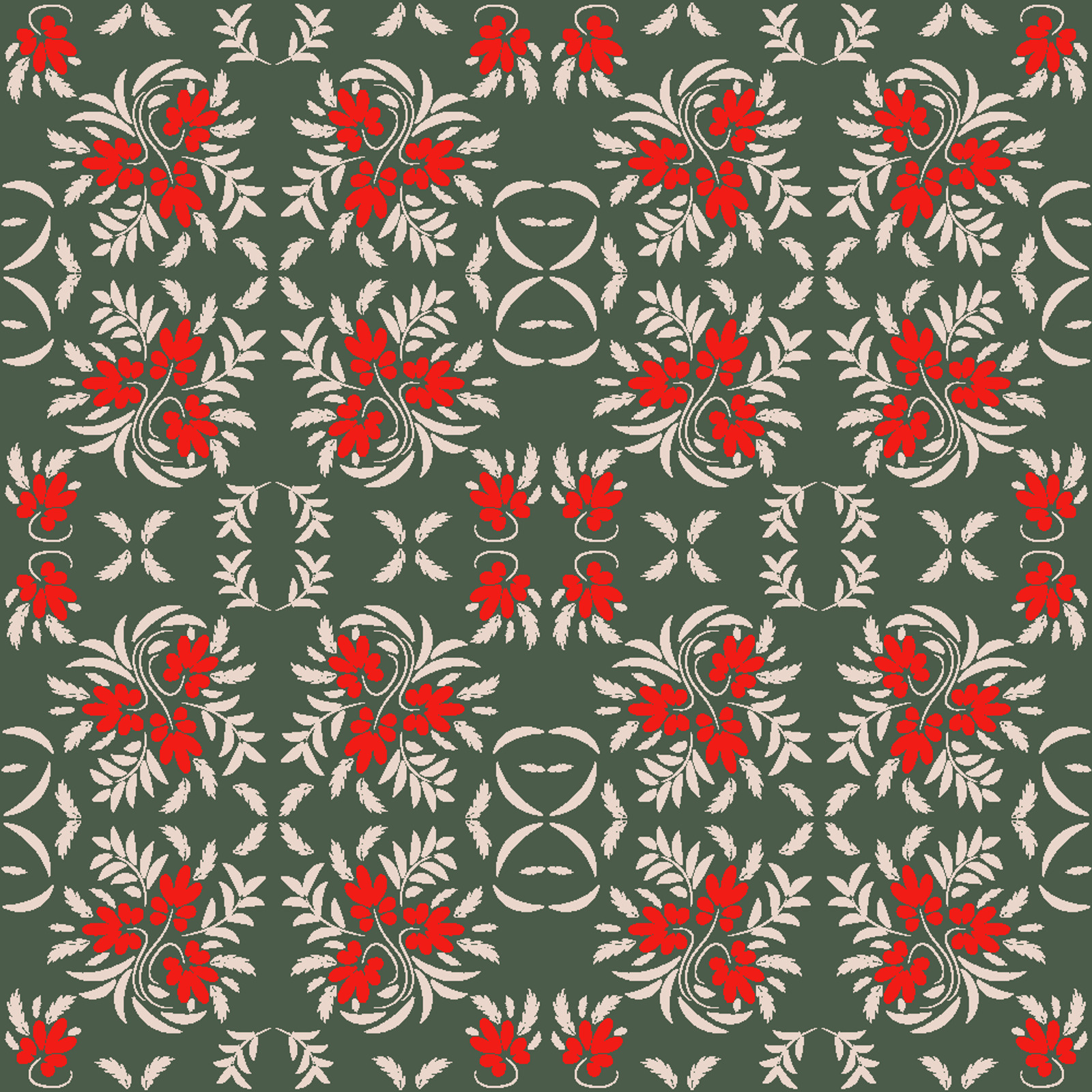 Floral folk damask pattern Fantasy flowers Floral geometric fantasy ty6