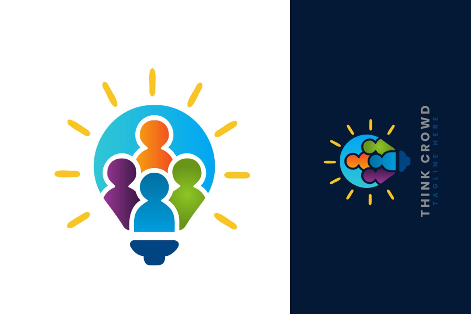 Teamwork Thinking Smart Idea Logo Design Template