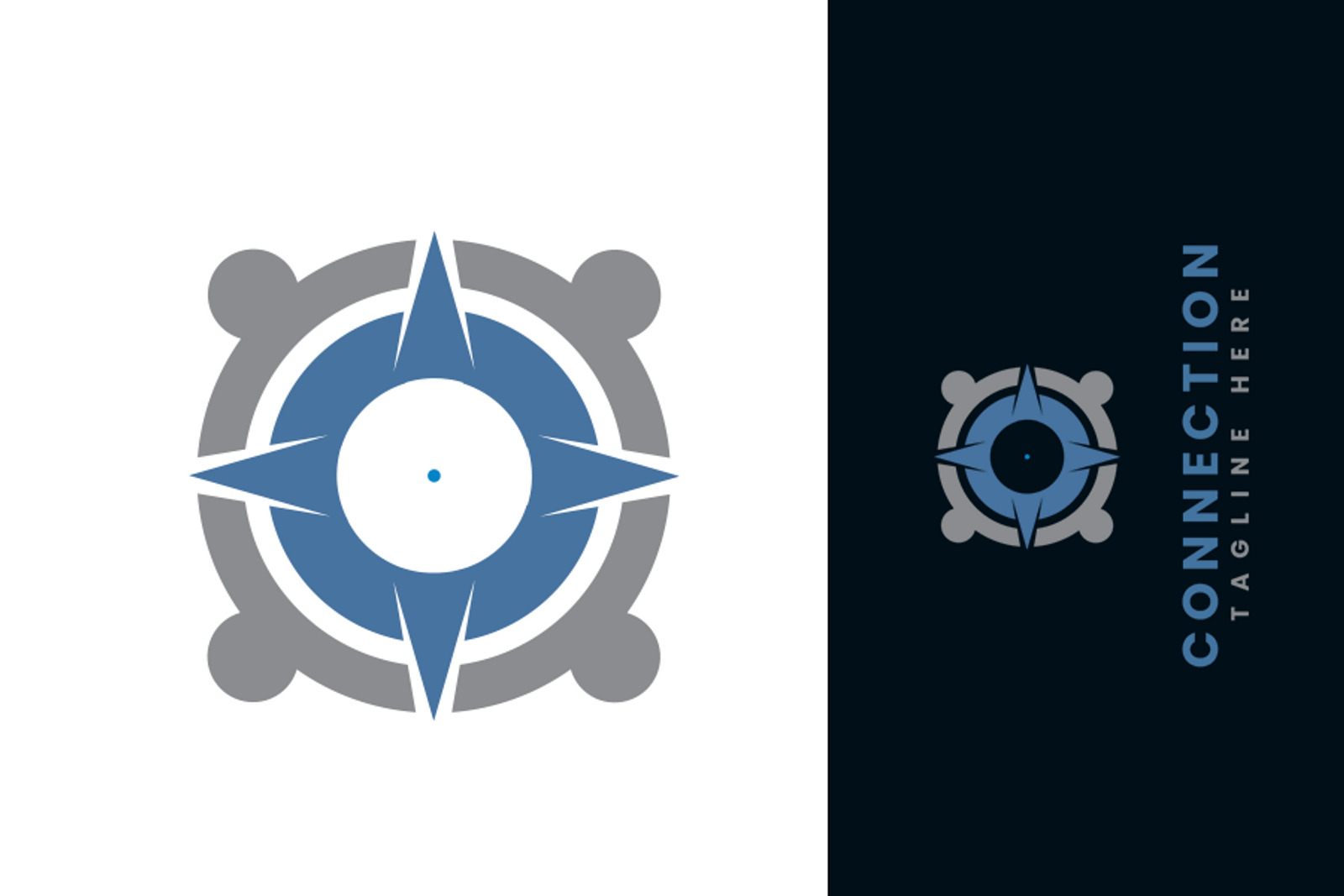 Connection People and Compass Minimalist Corporate Logo Template