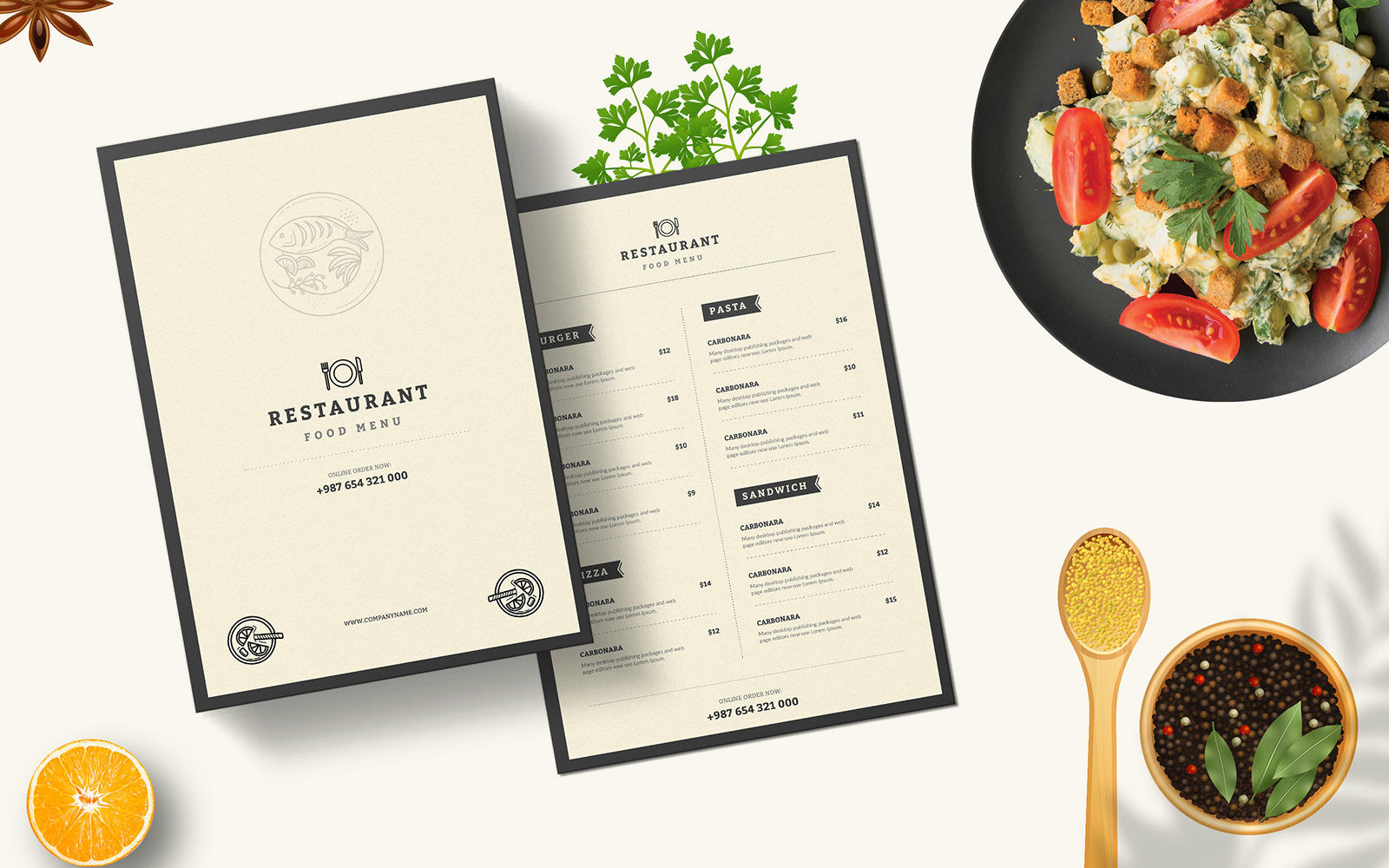 Minimalist Food Menu Design #218919 - TemplateMonster