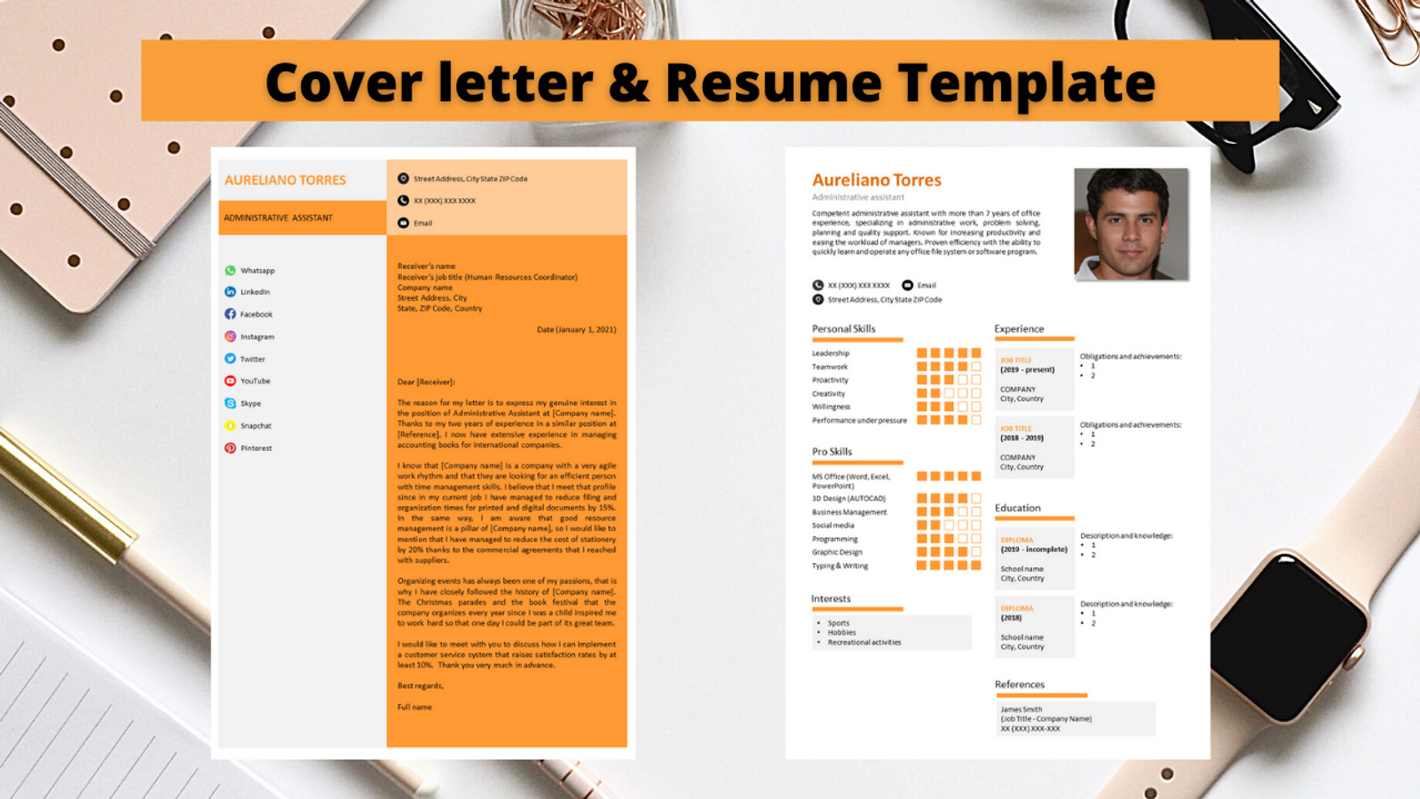 Professional No 02 - Simple Orange Resume Template
