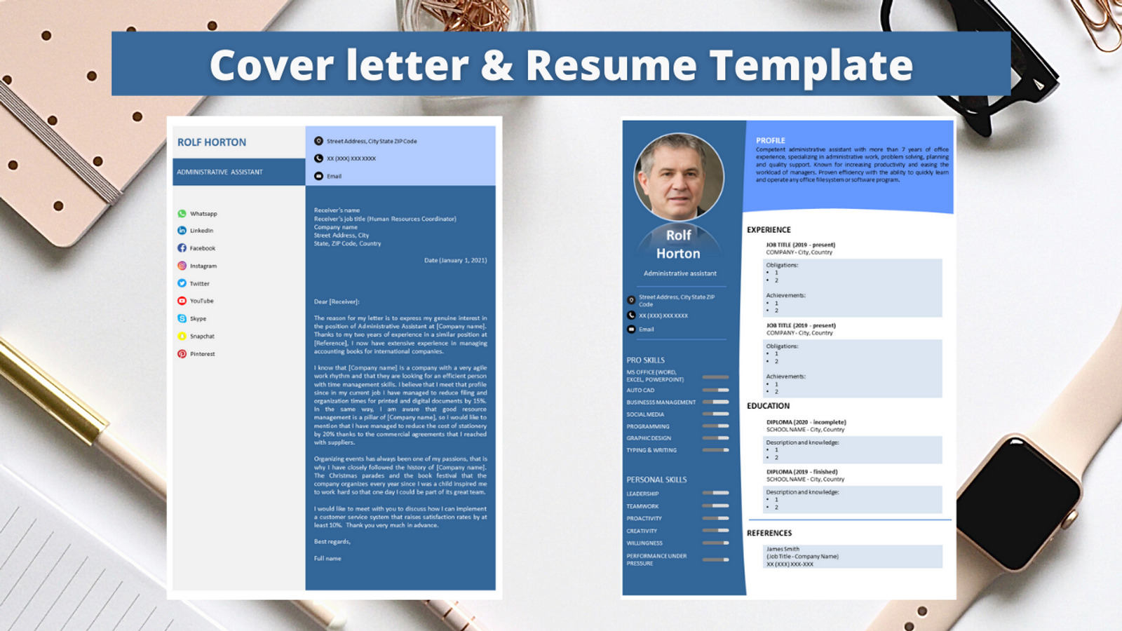 Professional No 05 - Modern Blue Resume Template