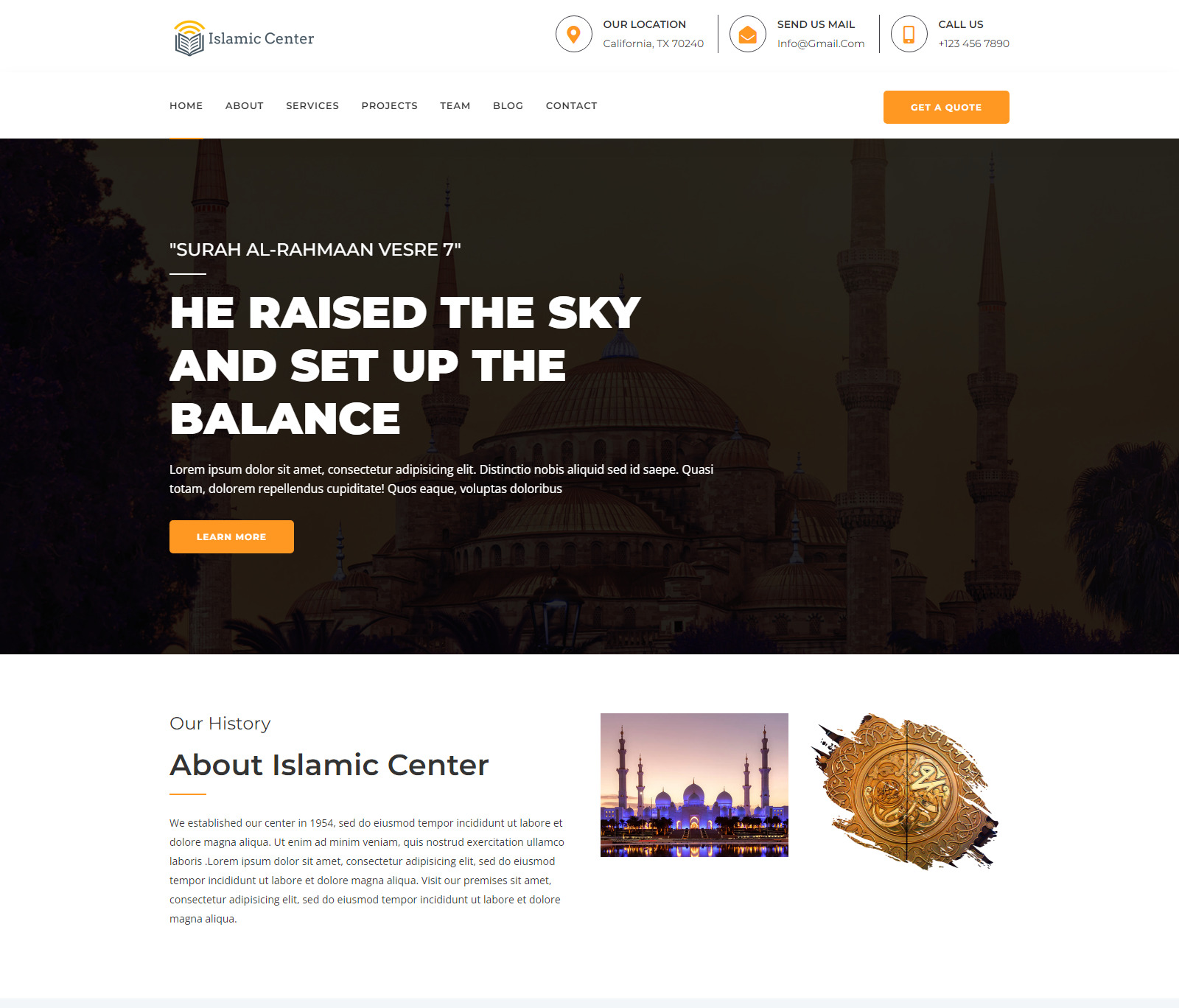 Islamic Center Landing Html Template - TemplateMonster