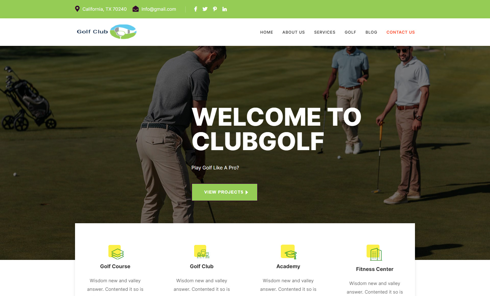Golf Club Sports Landing Page Template - TemplateMonster