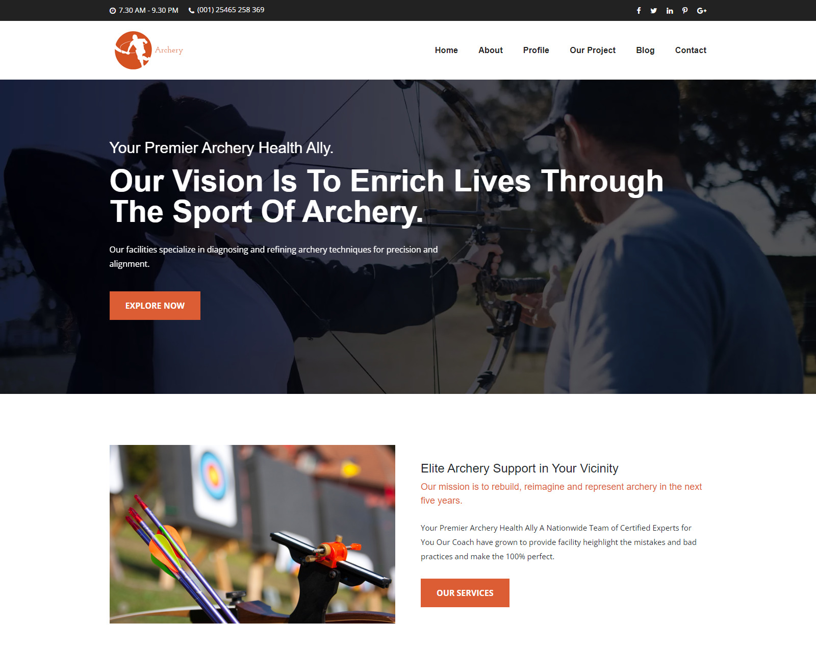 Archery Website Html Template for Sport Club
