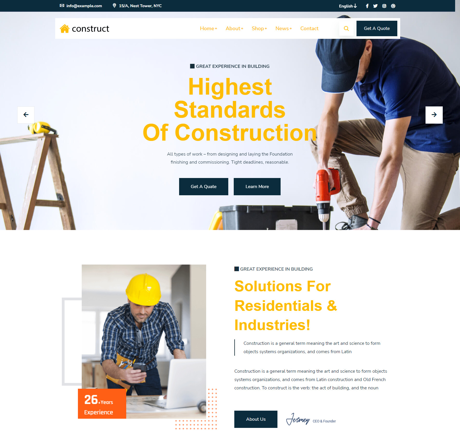 Construct Construction HTML Template - TemplateMonster