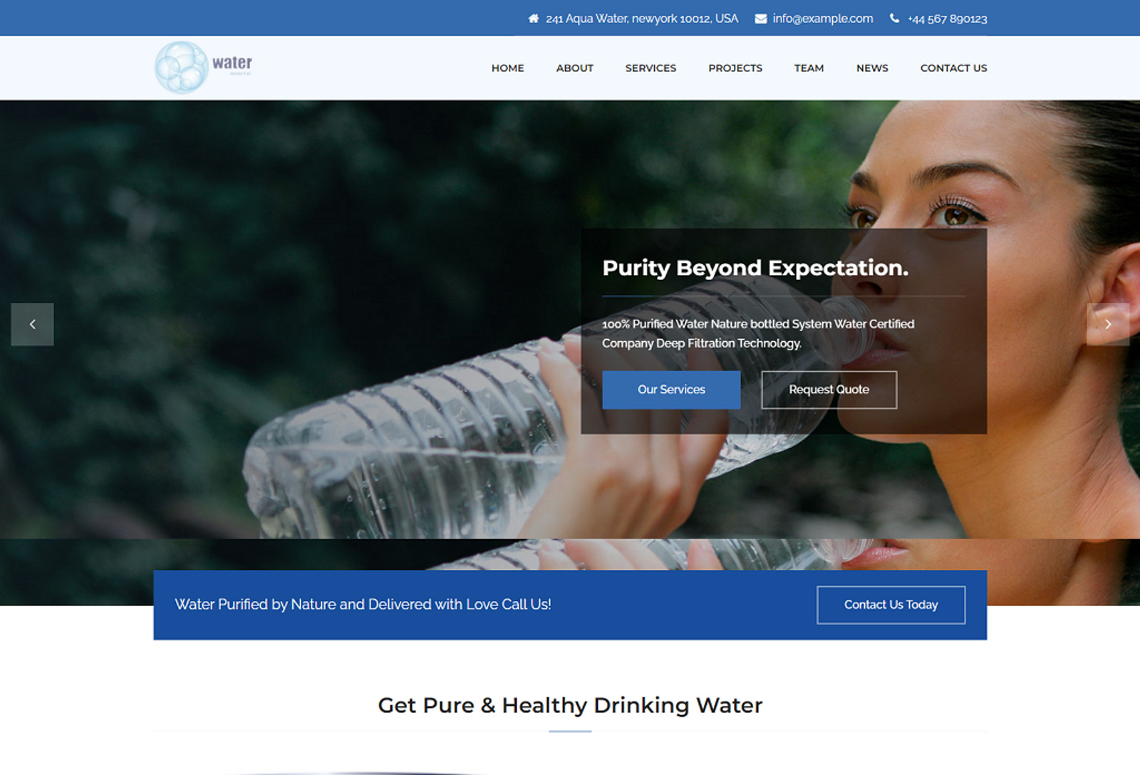 Aqua Water Clean Landing html templates - TemplateMonster