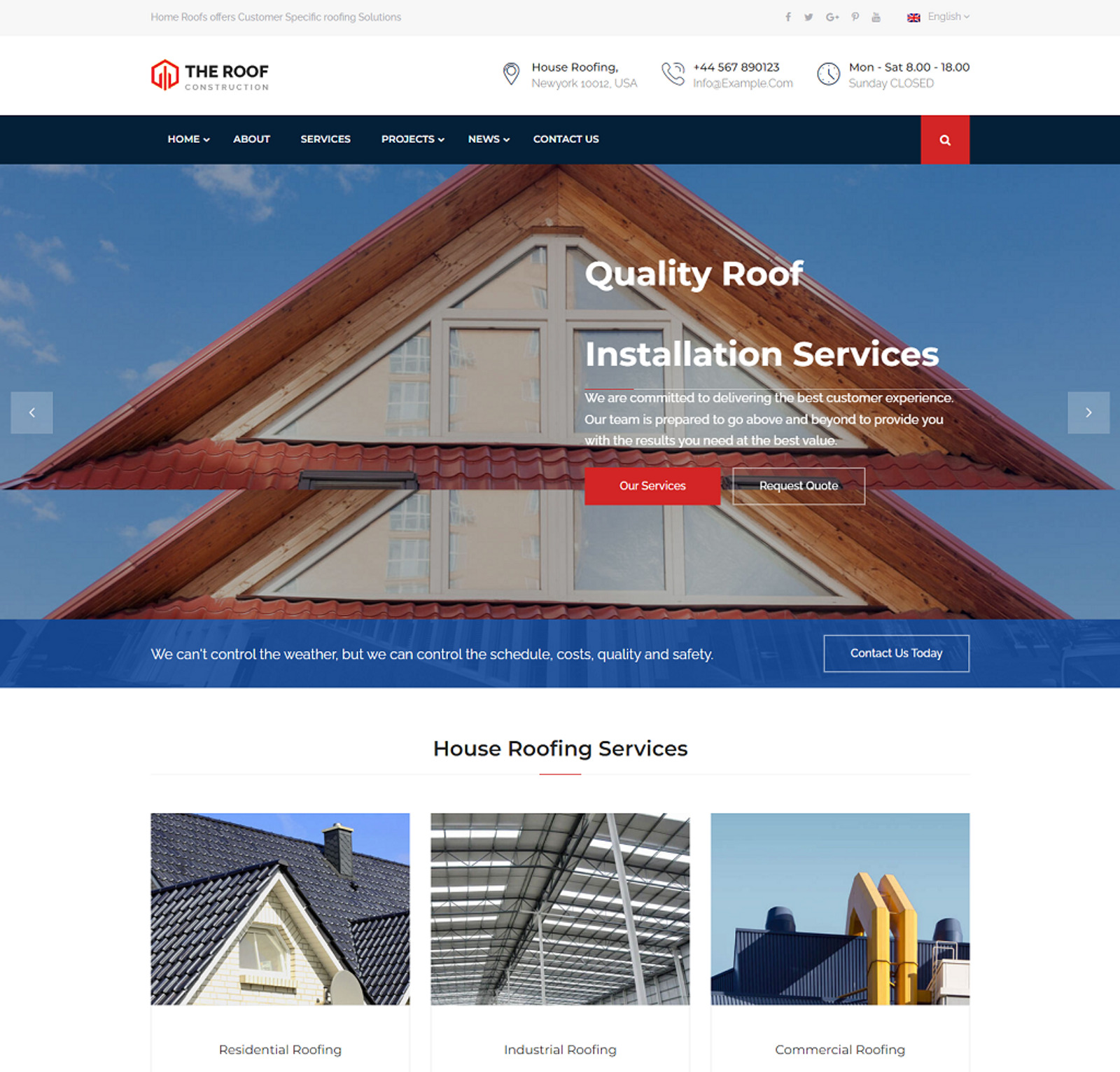 Home Roofing- Construction Website Template