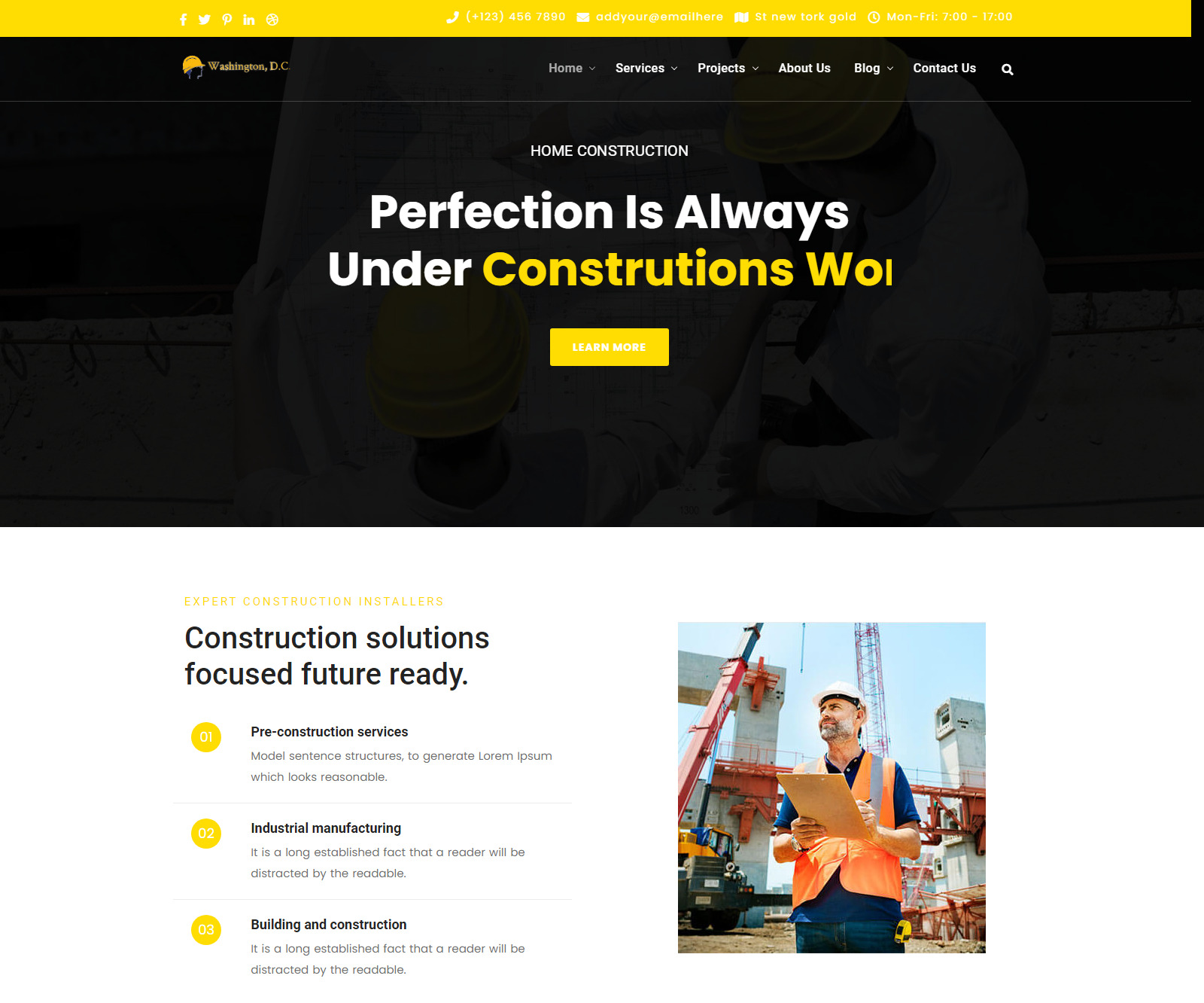 Washington Construction Building Html Template