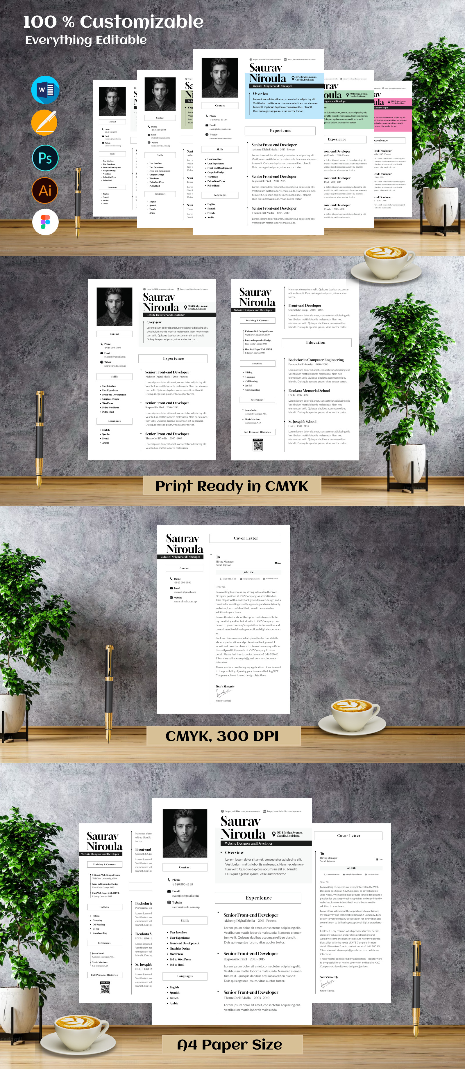 Trendy and Professional Printable Resume / CV Template 2023