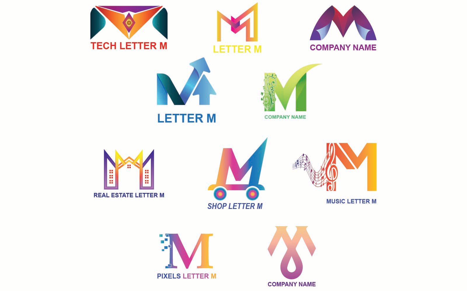 Letter M Logo Template For All Companies And Brands