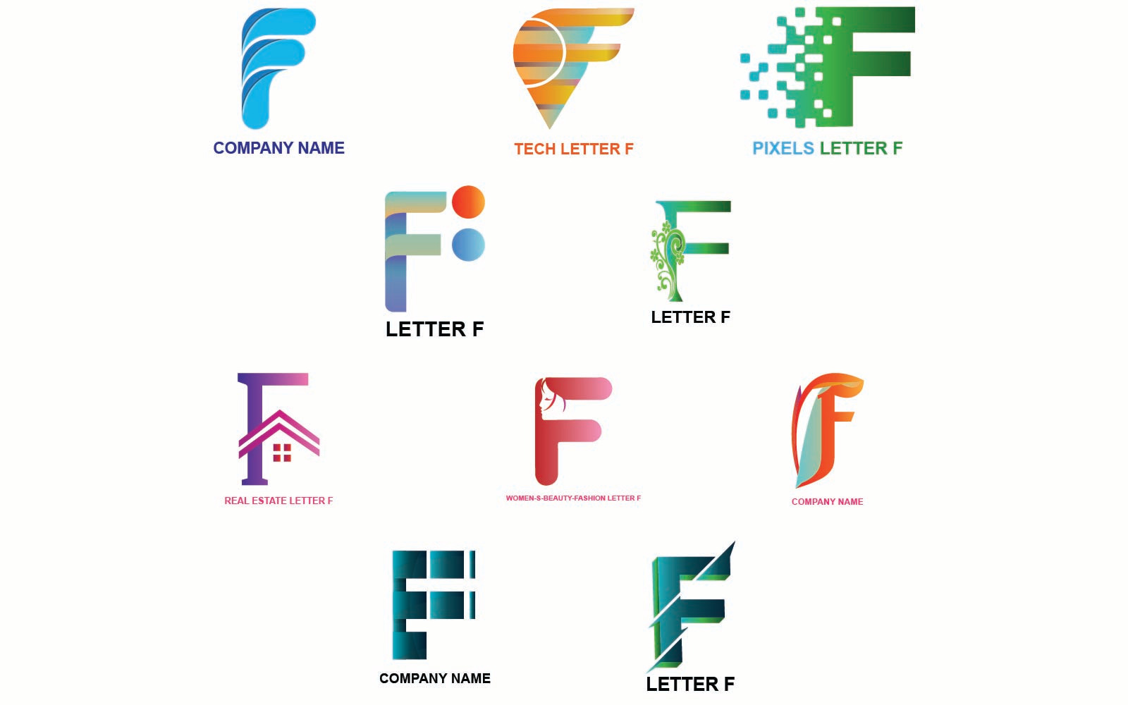 Letter F Logo Template For All Companies And Brands