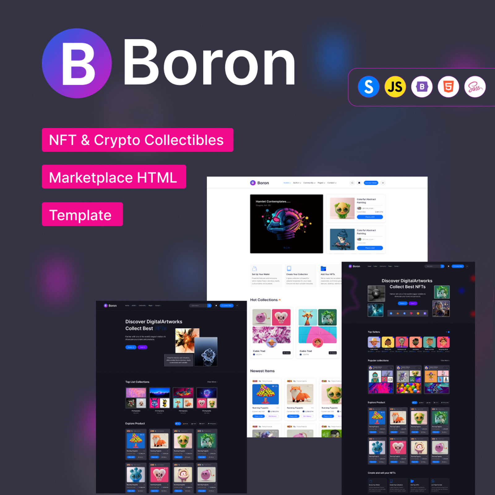 Boron - NFT Marketplace Bootstrap HTML Website Template