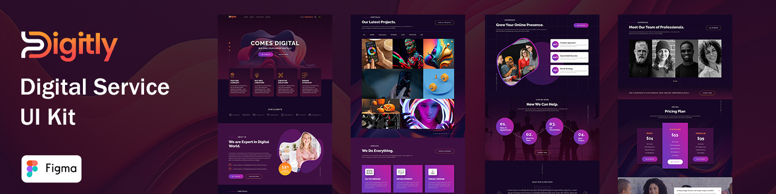 Digitly - Digital Service Agency Website Figma UI Kit