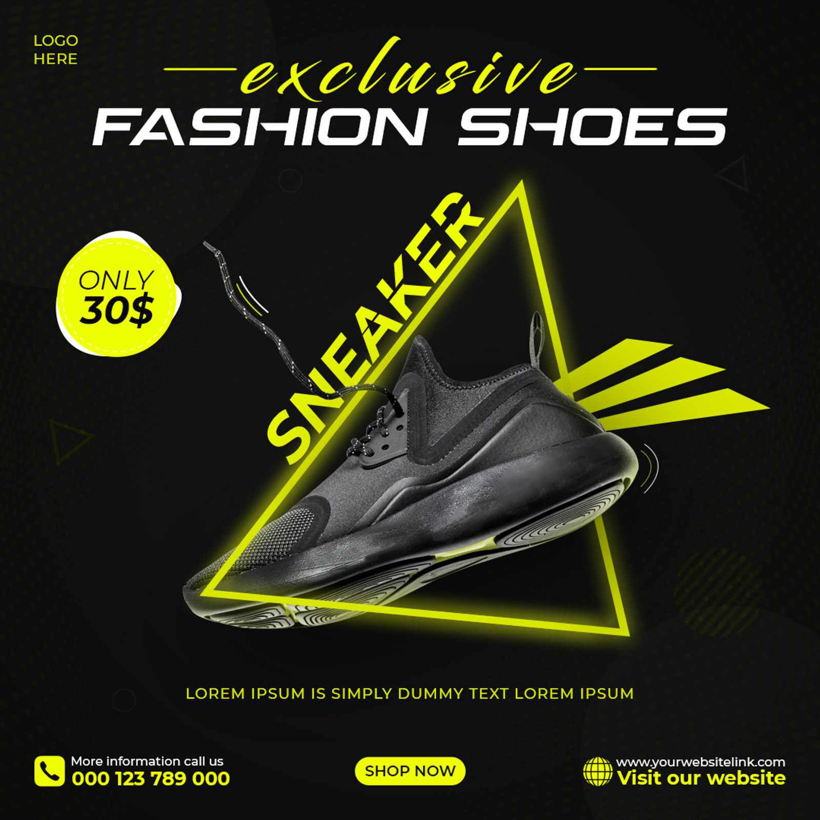 Sports Shoe - Sneaker Post Template Banner Social Media