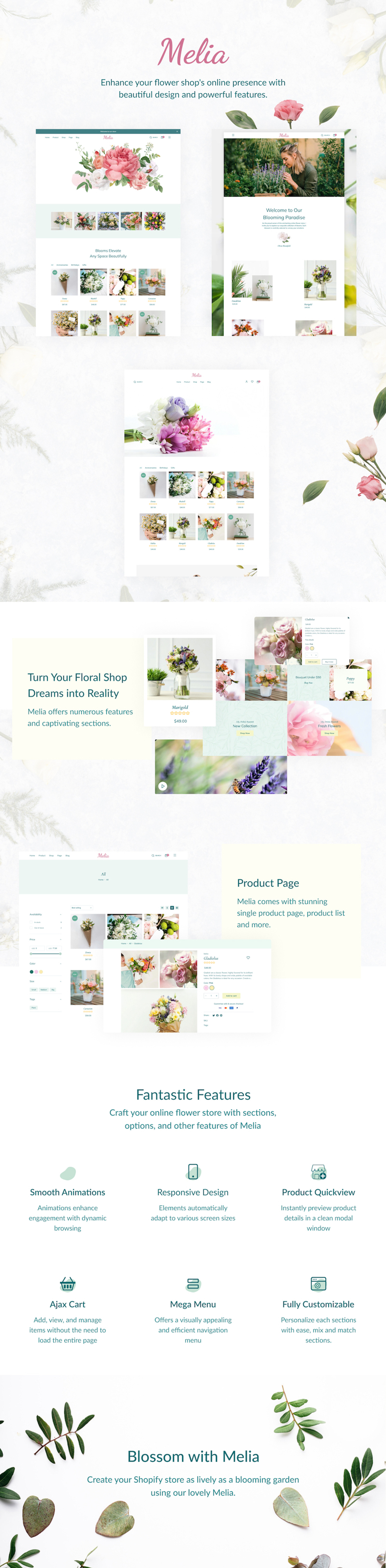 Melia - Shopify Theme for Flower Store - TemplateMonster