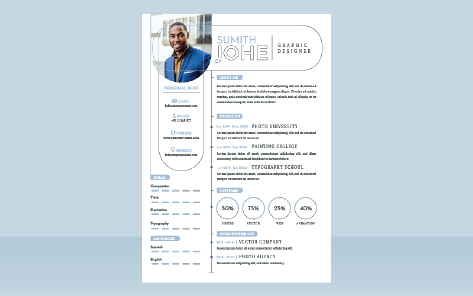 Blue Modern Digital Resume Template #261344 - TemplateMonster
