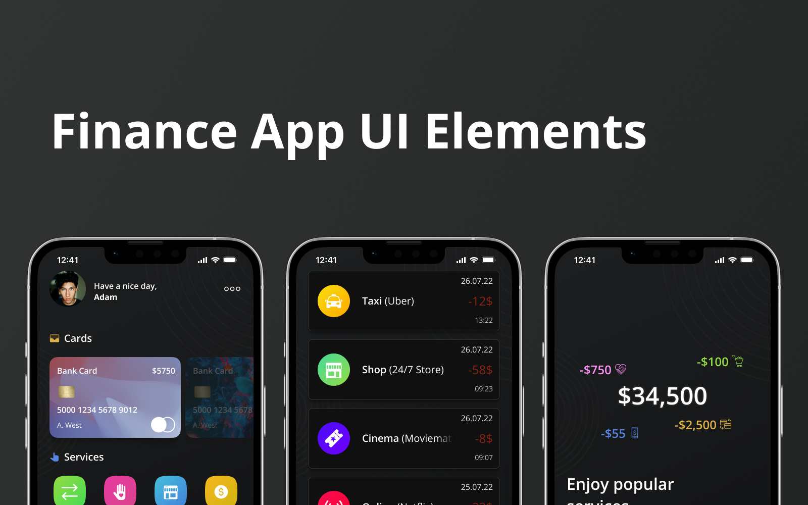 Finance App UI Elements (Figma Template) - TemplateMonster