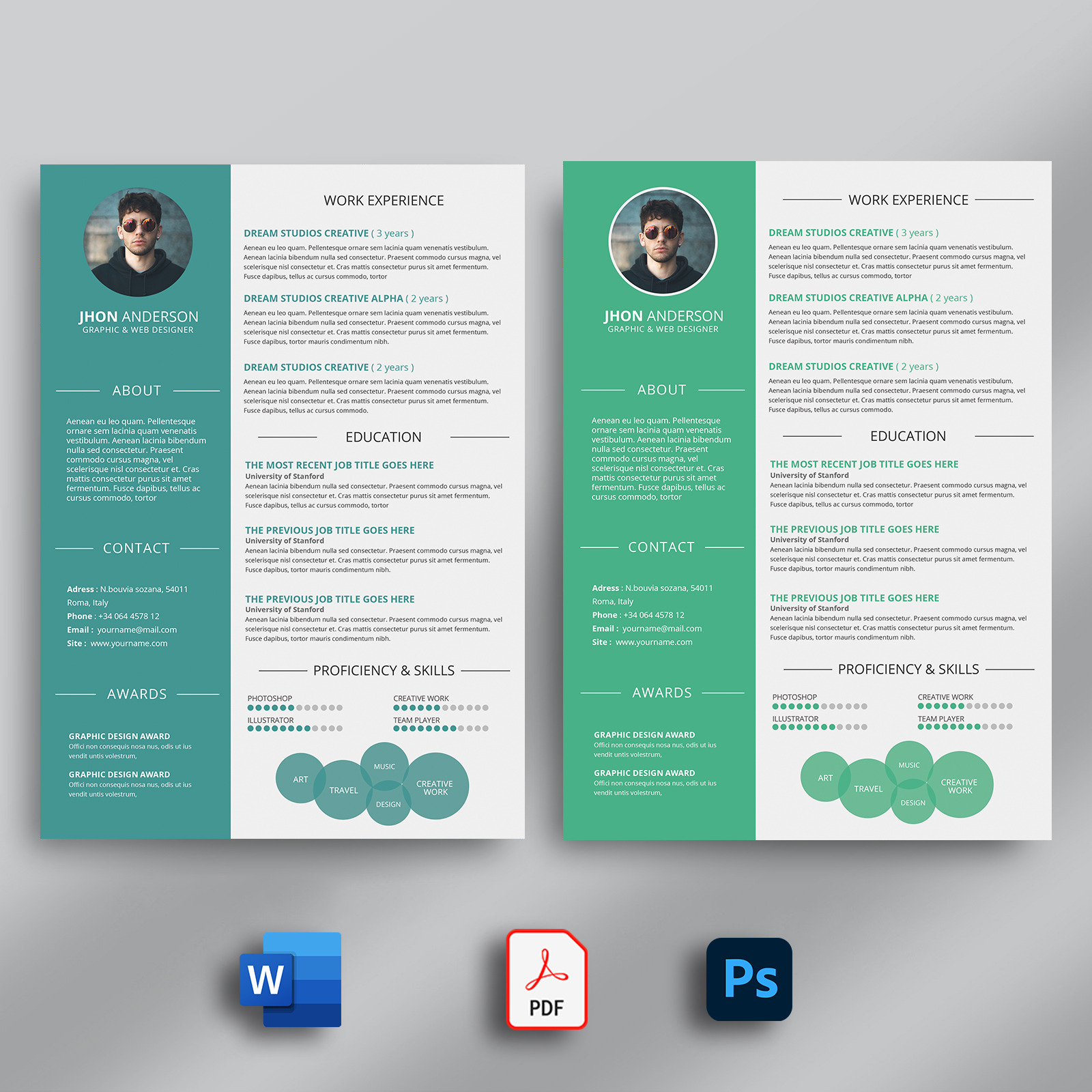Professional Resume Template, Creative Resume Template