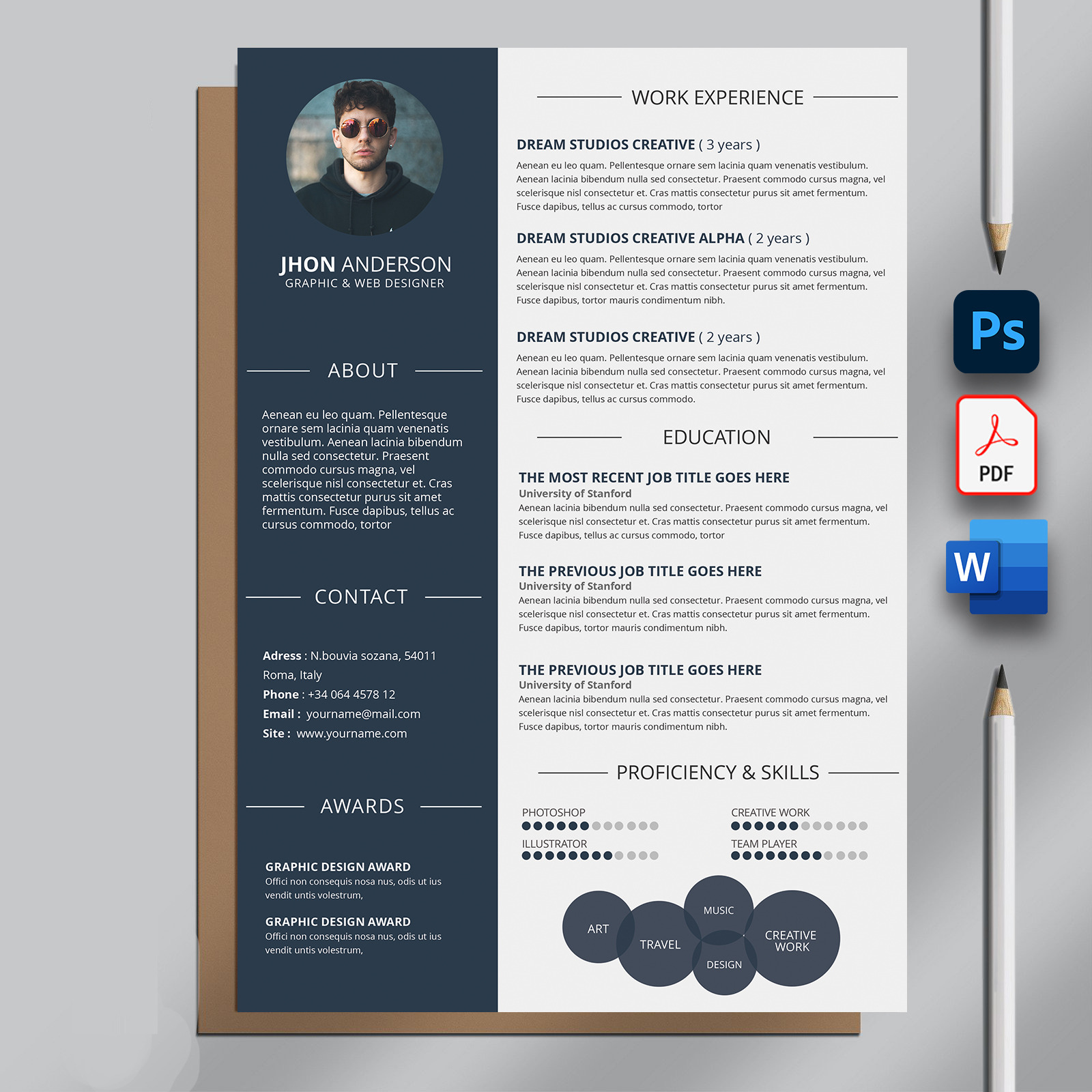 Professional Resume Template, Creative Resume Template