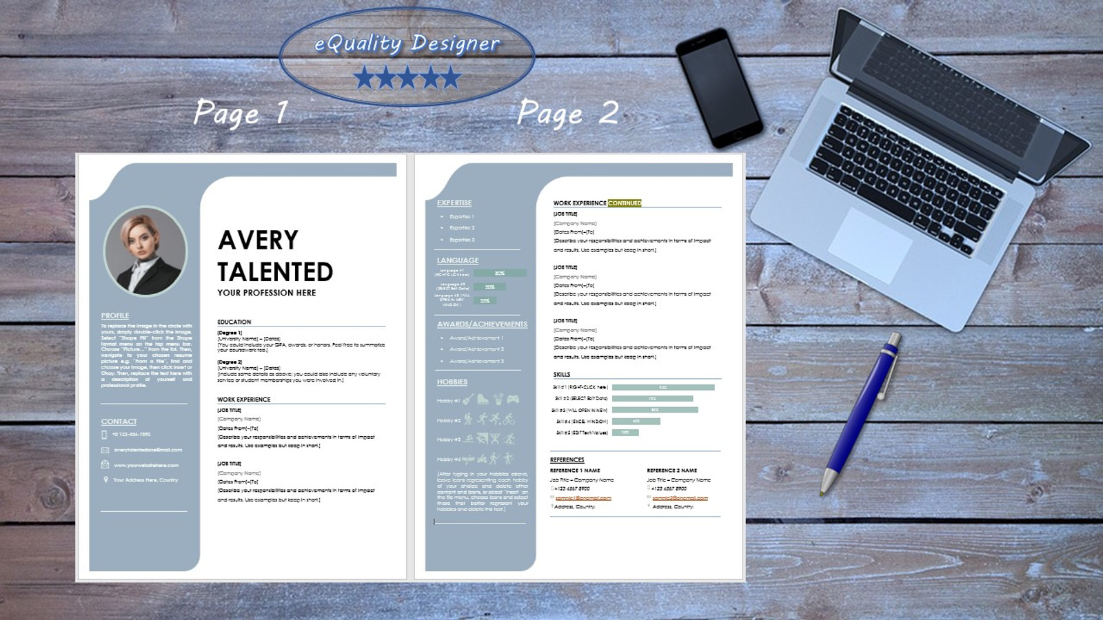 Avery Talented Professional Multipurpose Modern Resume Template Portfolio