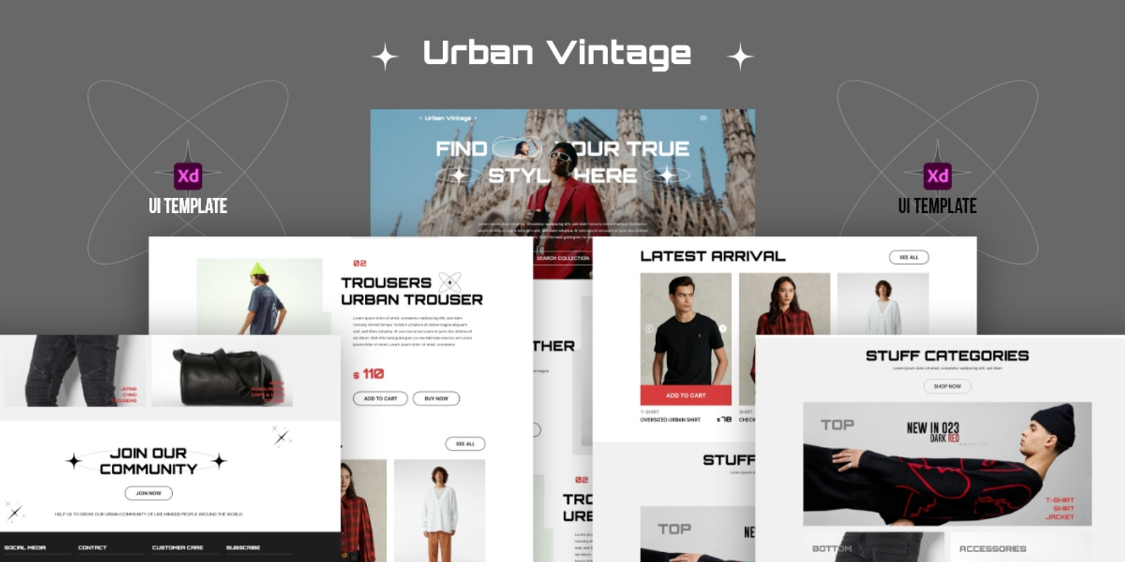 Urban Vintage UI Template - UI Adobe XD - TemplateMonster