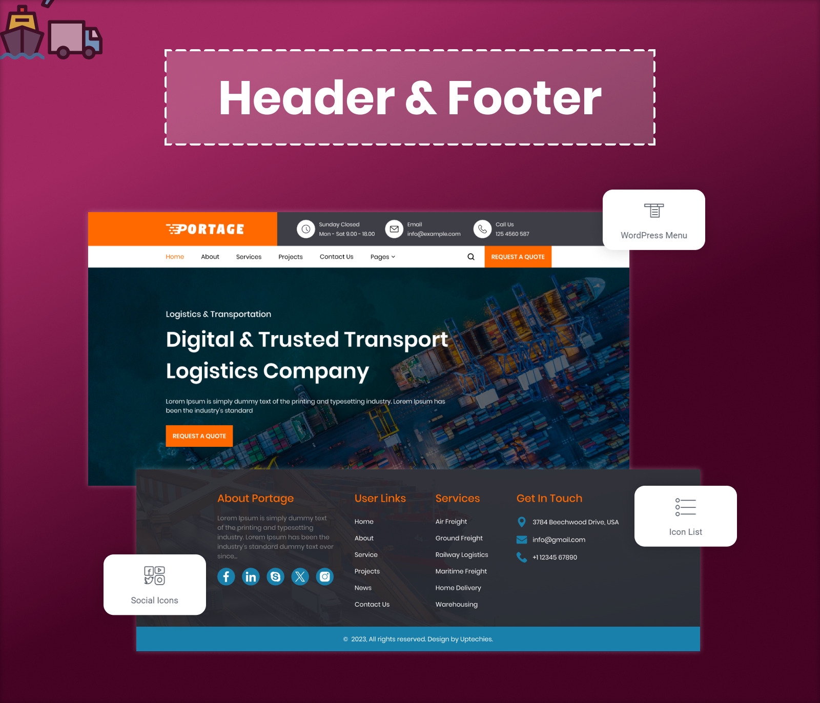 Portage Logistics and Transportation WordPress Elementor Website Template