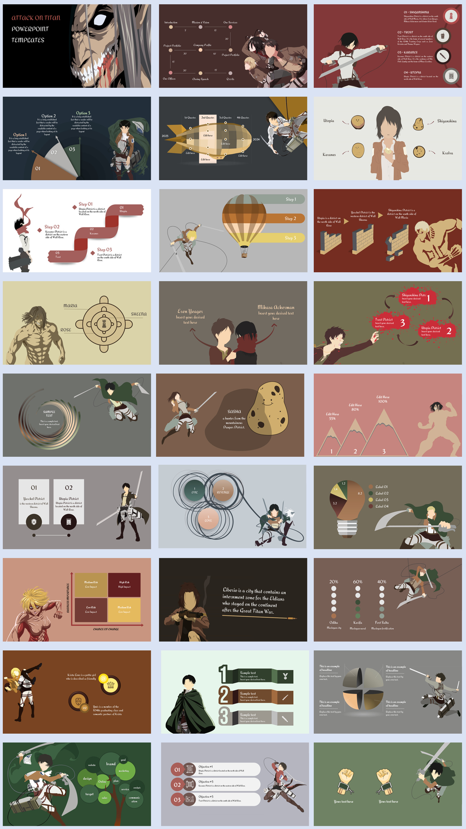 Attack On Titan Anime PowerPoint Template - TemplateMonster