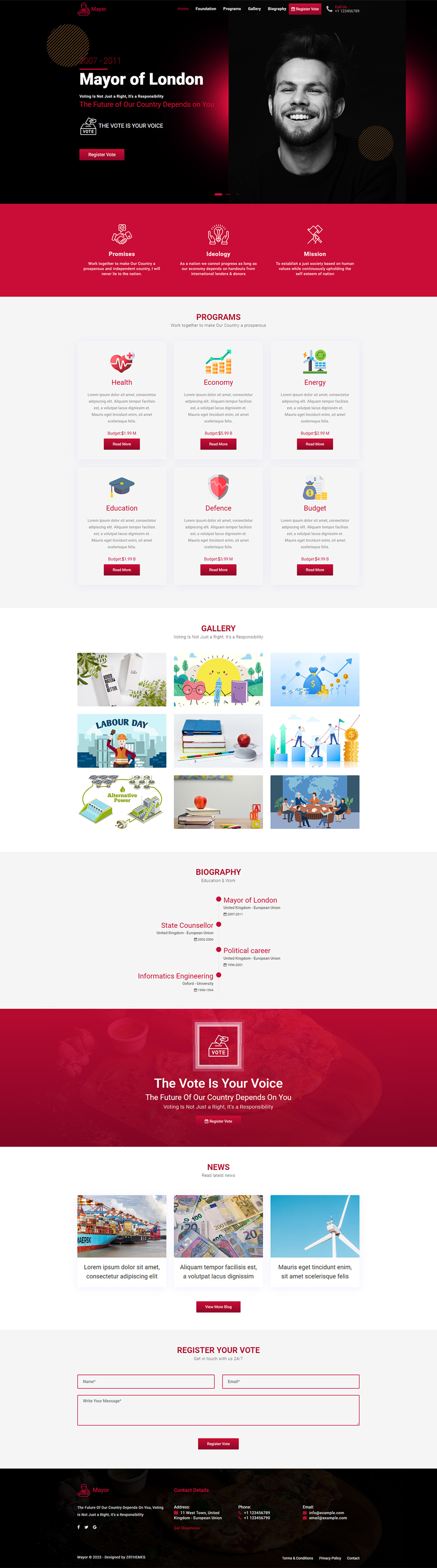 Mayor - Political Candidate Landing Page Template
